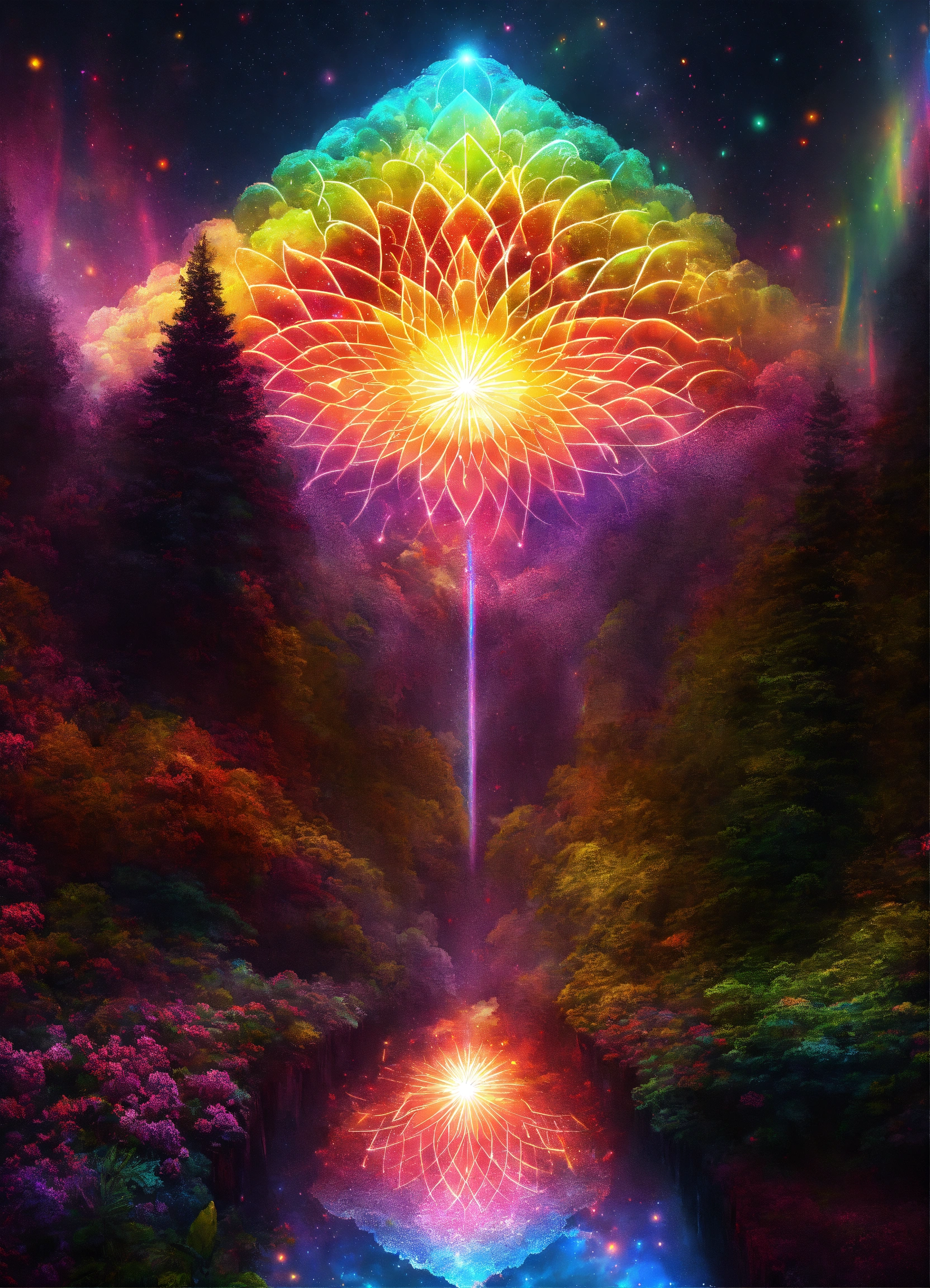 Lexica - Sun flying made of diamonds and glitter black rainbow neon ...