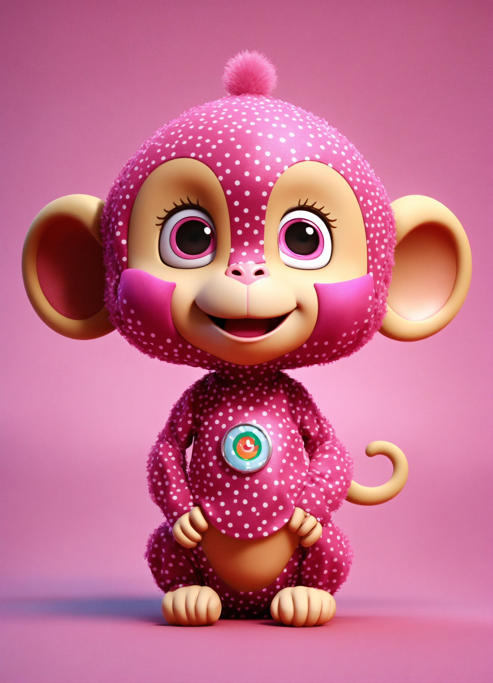 Lexica - A cute happy 3D model baby monkey character wearing polka dots ...