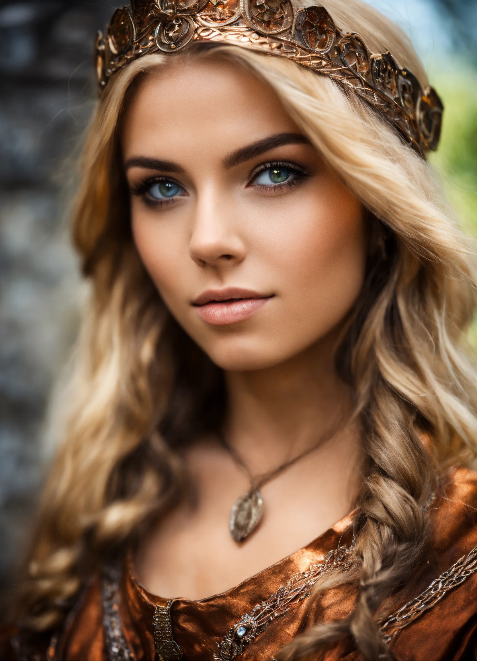 Lexica - Beautiful girl, blond hair, tanned skin, copper-colored eyes ...