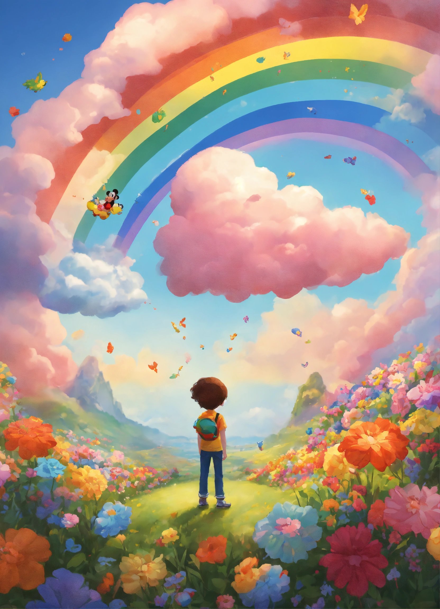 Lexica - Create a cloud cartoon person, barfing a rainbow with rainbow ...