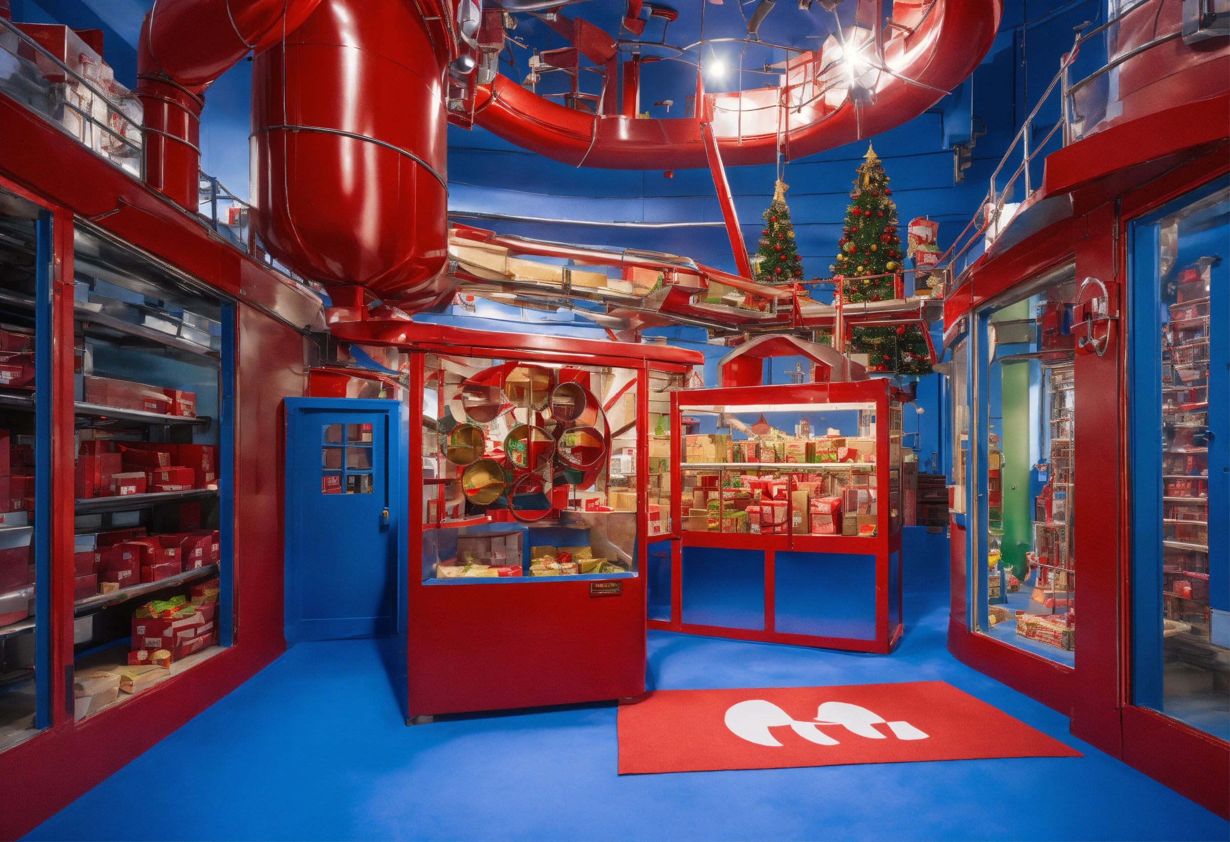 Lexica - Santa Claus gift factory from the inside in blue
