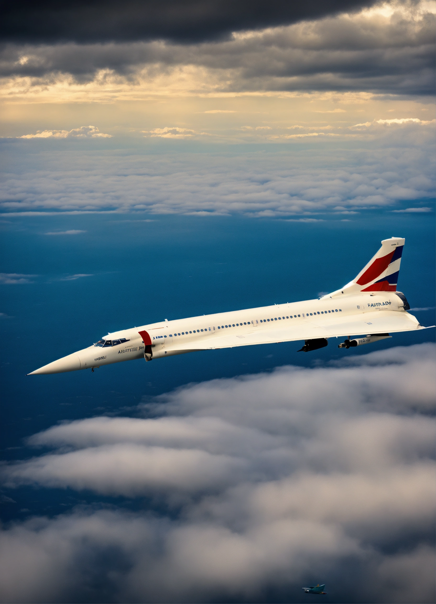 Lexica - Concorde flying in between clouds