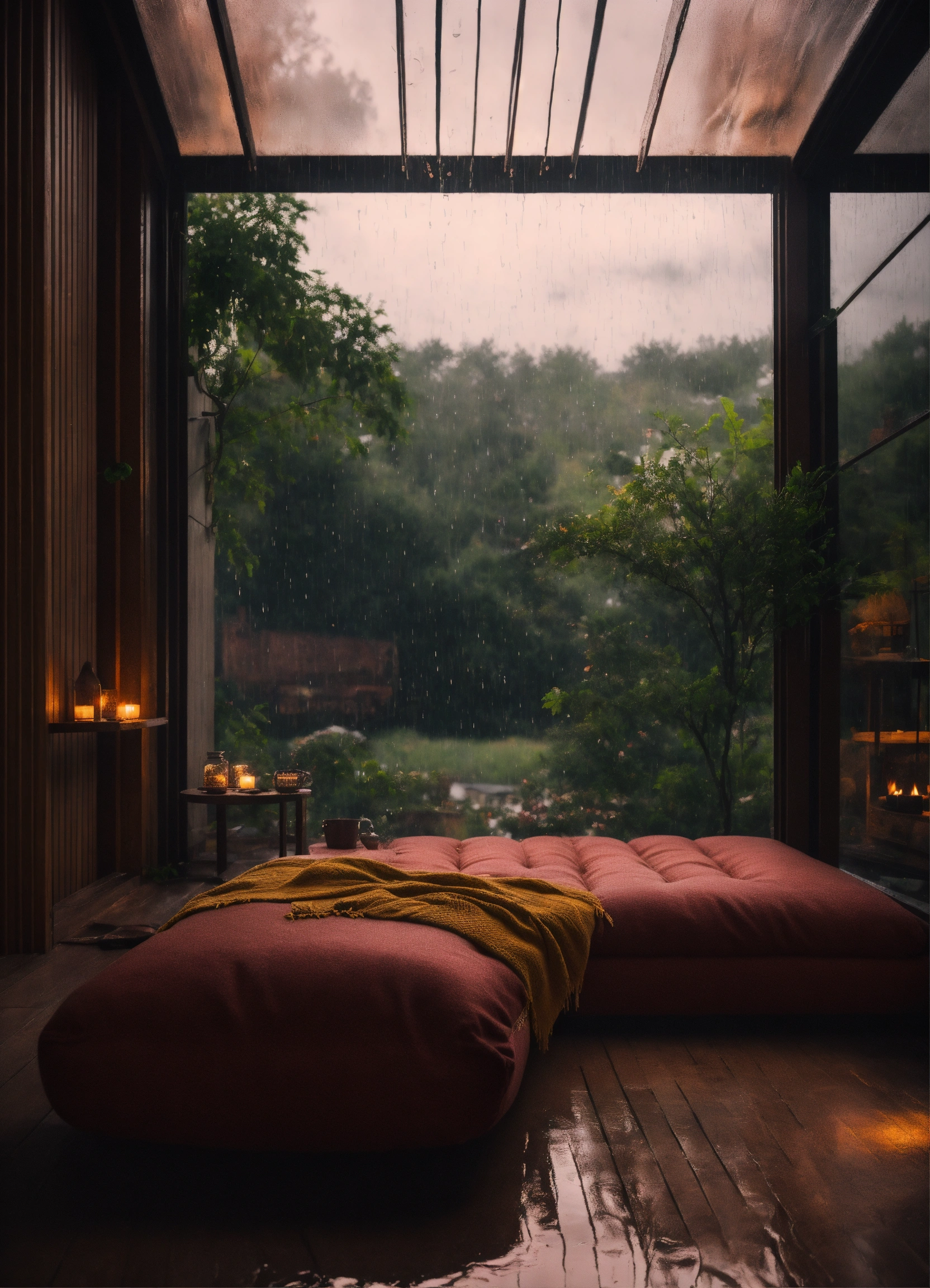 Lexica - Cozy relax house inside view rain