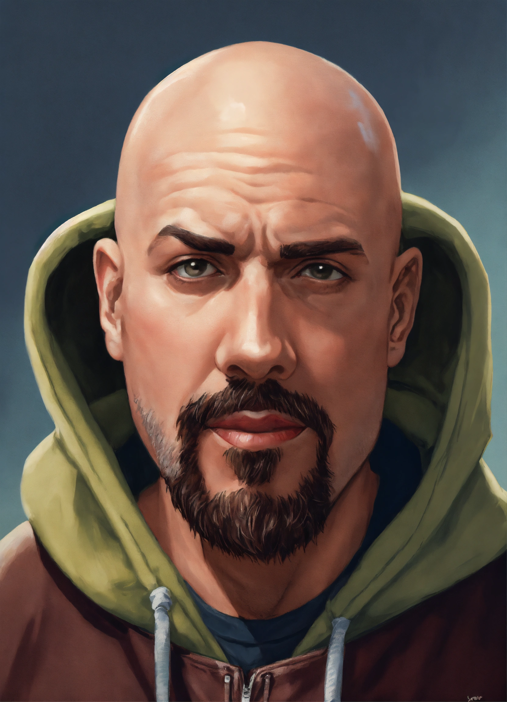 Lexica - A HUGE BALD MAN WITH A GOATEE, EXTENDED PROTRUDING BROW ...