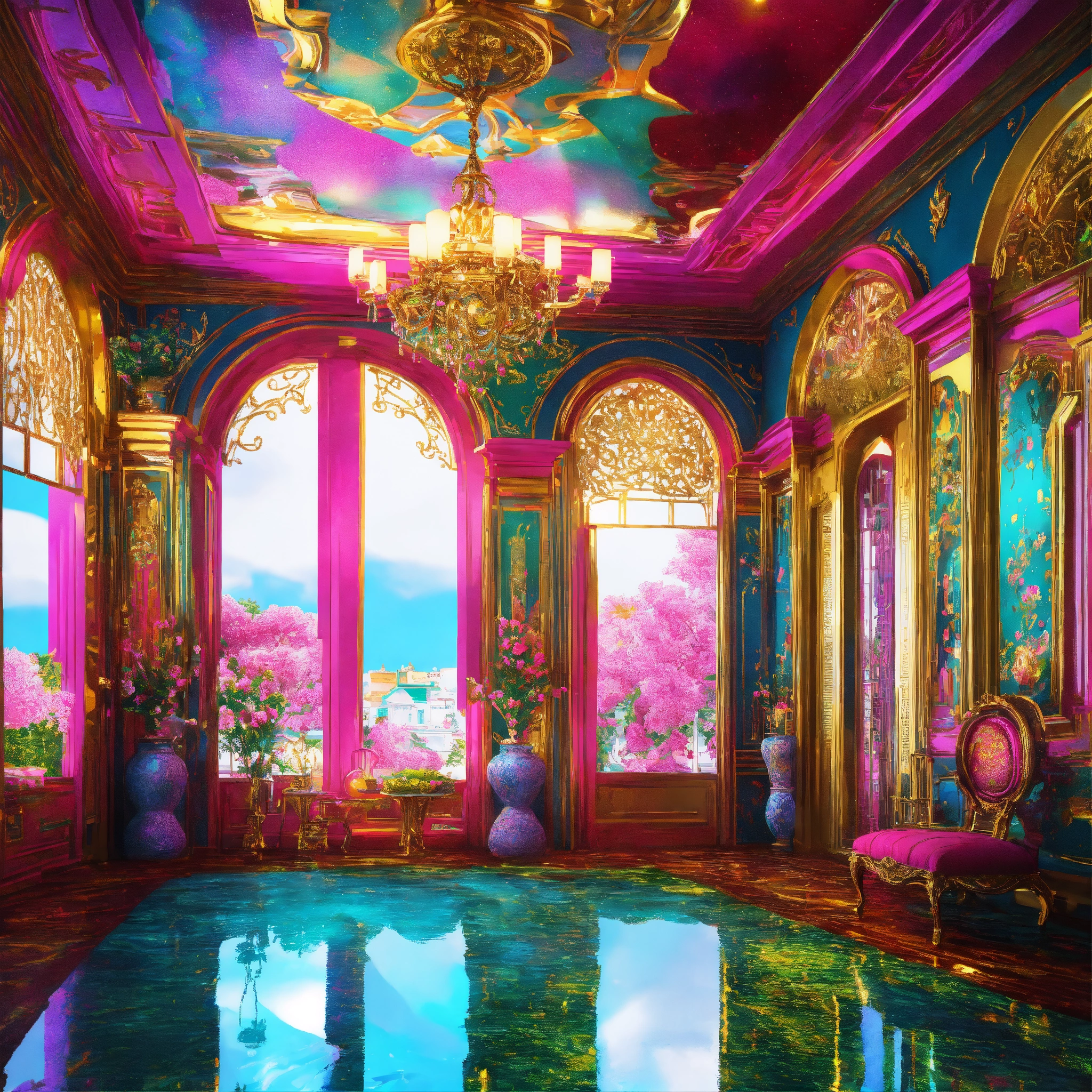 Lexica - Futuristic beautiful French mansion interior glamorous ...