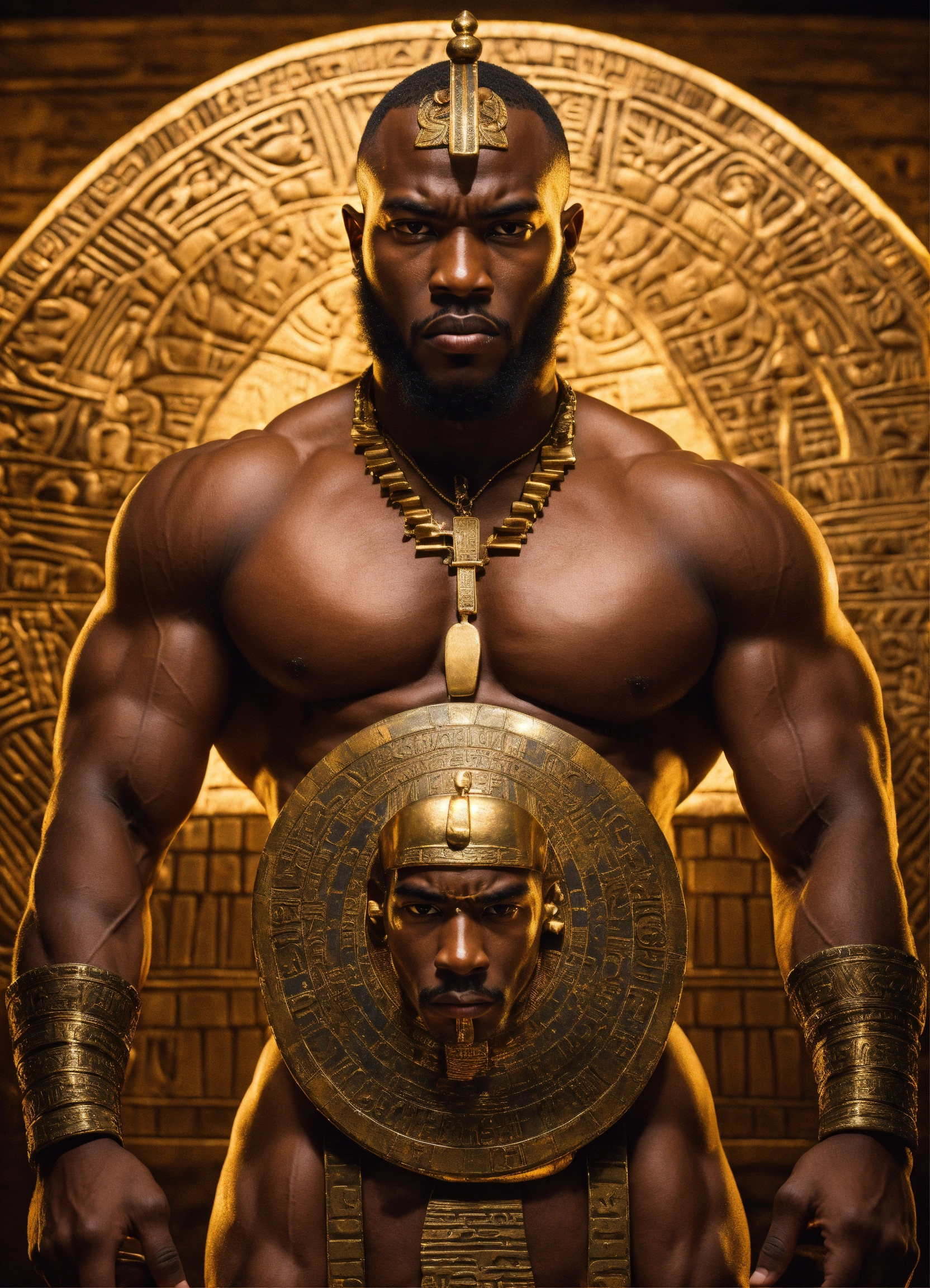 Lexica - A symmetrical huge bodybuilder close-up of an African male ...