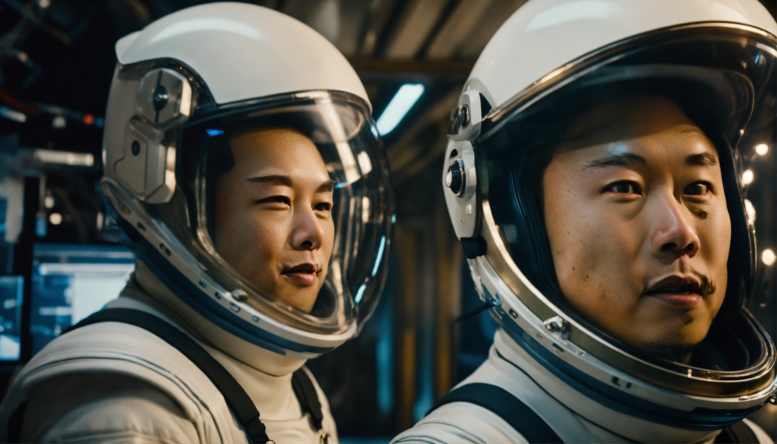Lexica - Elon Musk and Jimmy O Yang ultrarealistic, 8k, in futuristic space suits