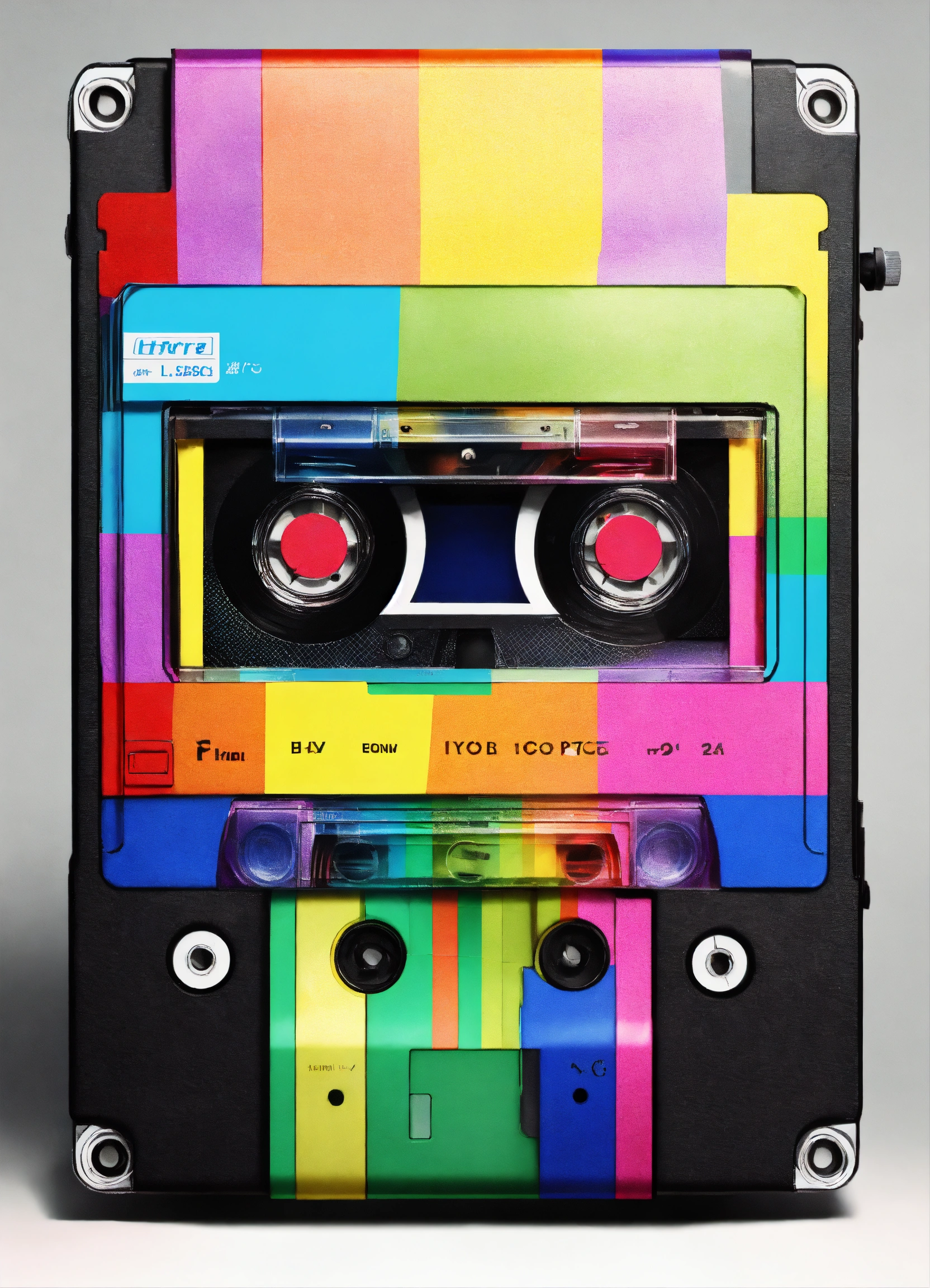 Lexica - Retro cassette tape, rainbow colours, detailed, hyper realistic.