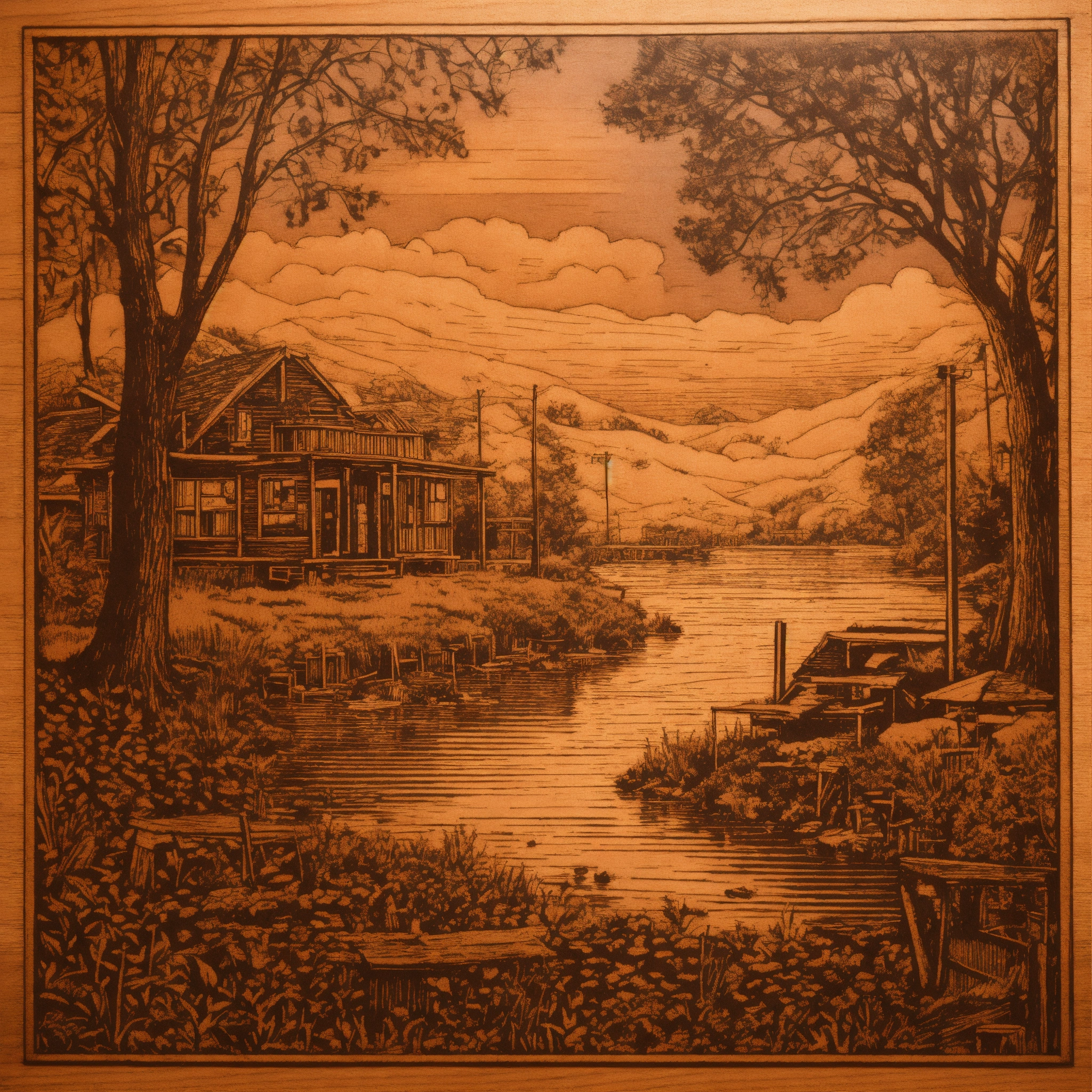 Lexica - In wood block etching style, in cool tones Smart people learn ...