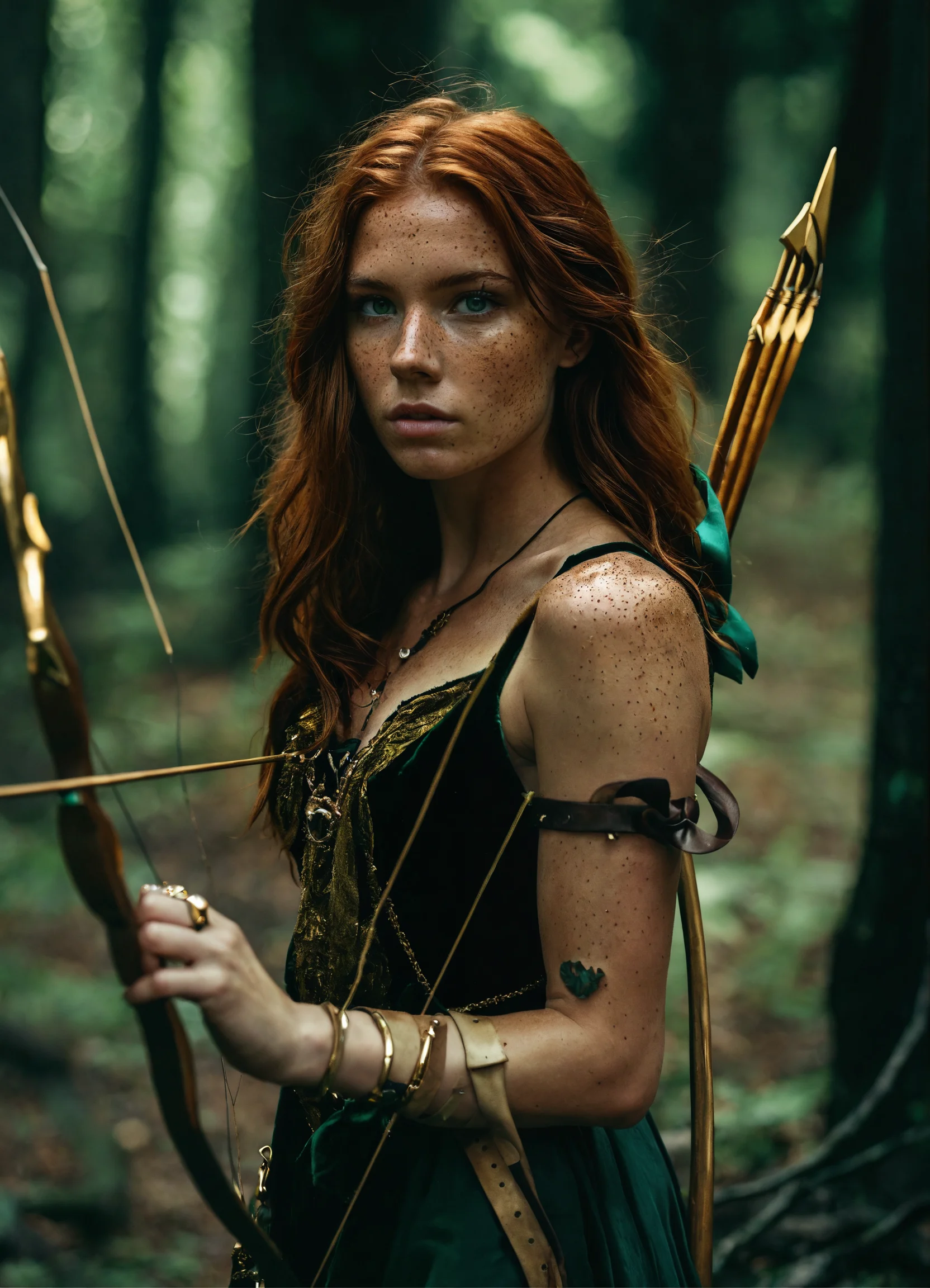 Lexica - Auburn haired women, with emerald green eyes, tan freckled ...