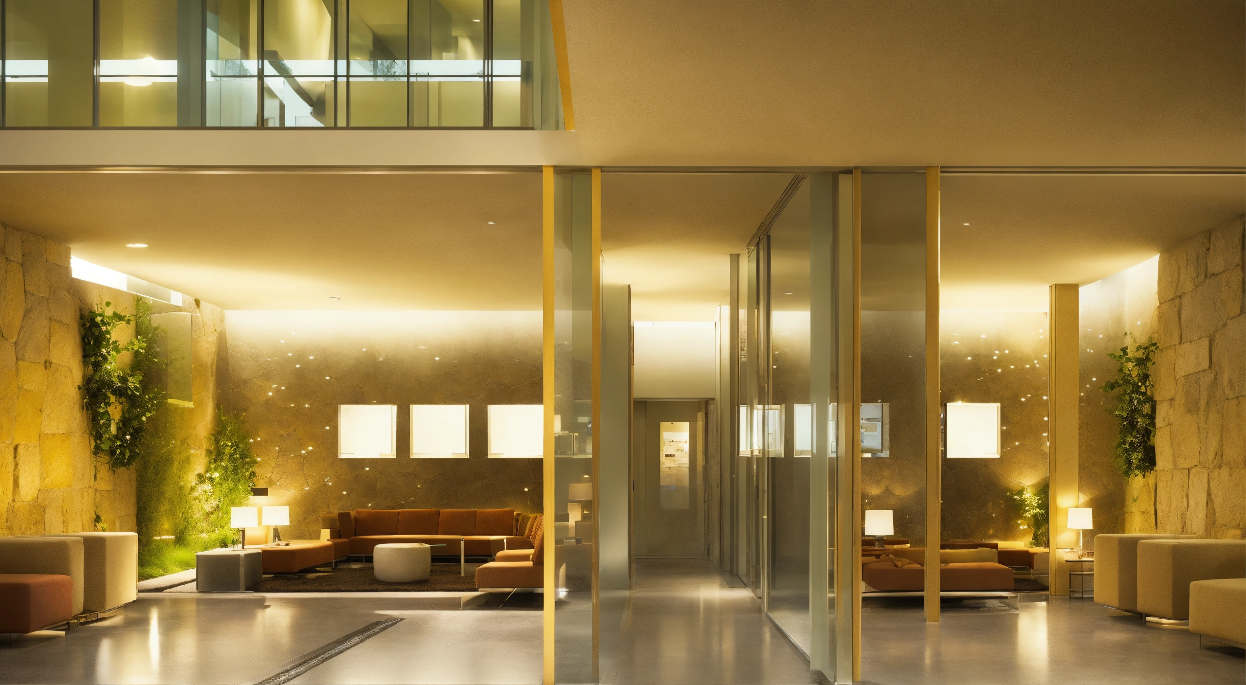 Lexica - Airport corridor, one side of the corridor full height glass ...