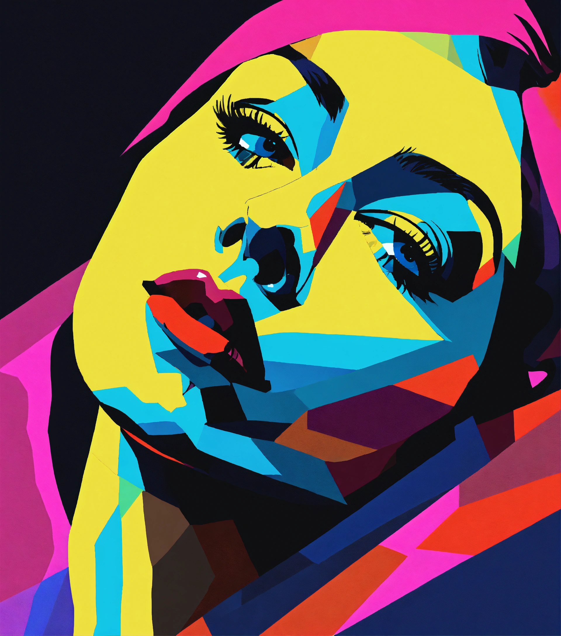 Lexica - Simplified abstract illustration of close up portrait of ...