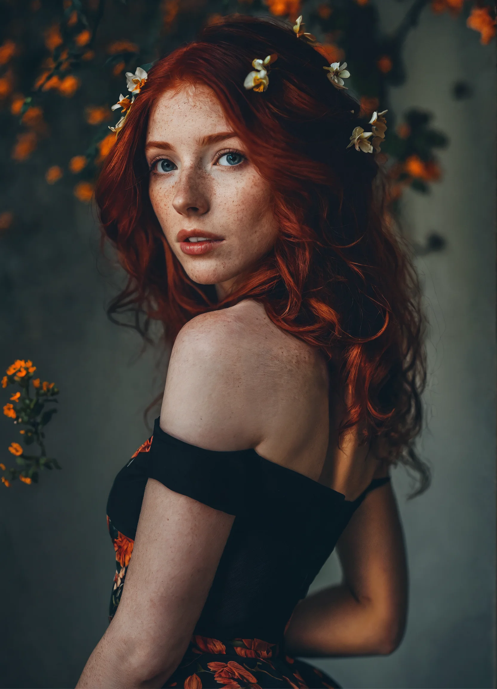 Lexica Stunning Floral Redhead Photo 8k