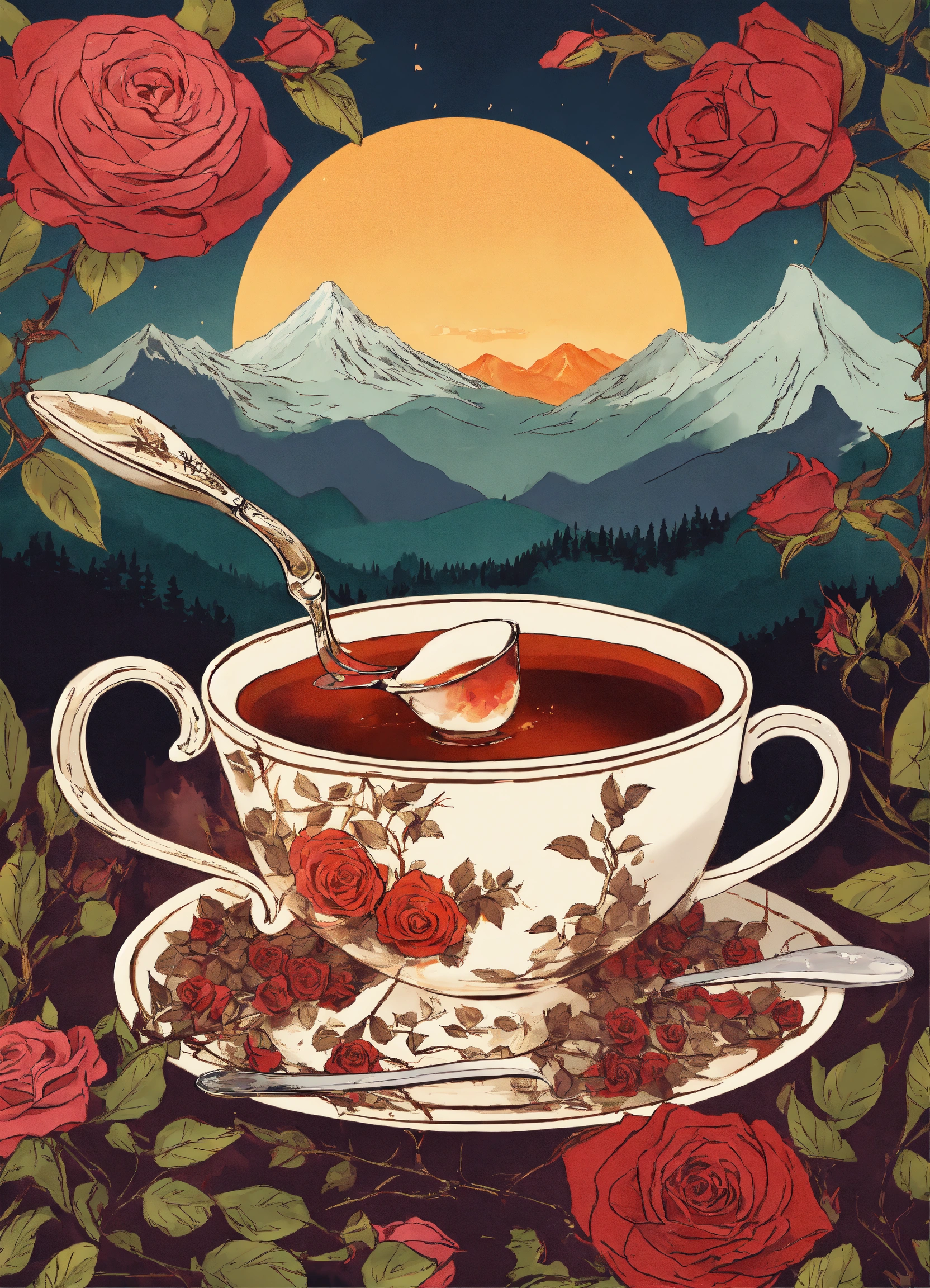 Lexica - Skeleton hand holding a vintage tea cup, hot tea pouring from ...