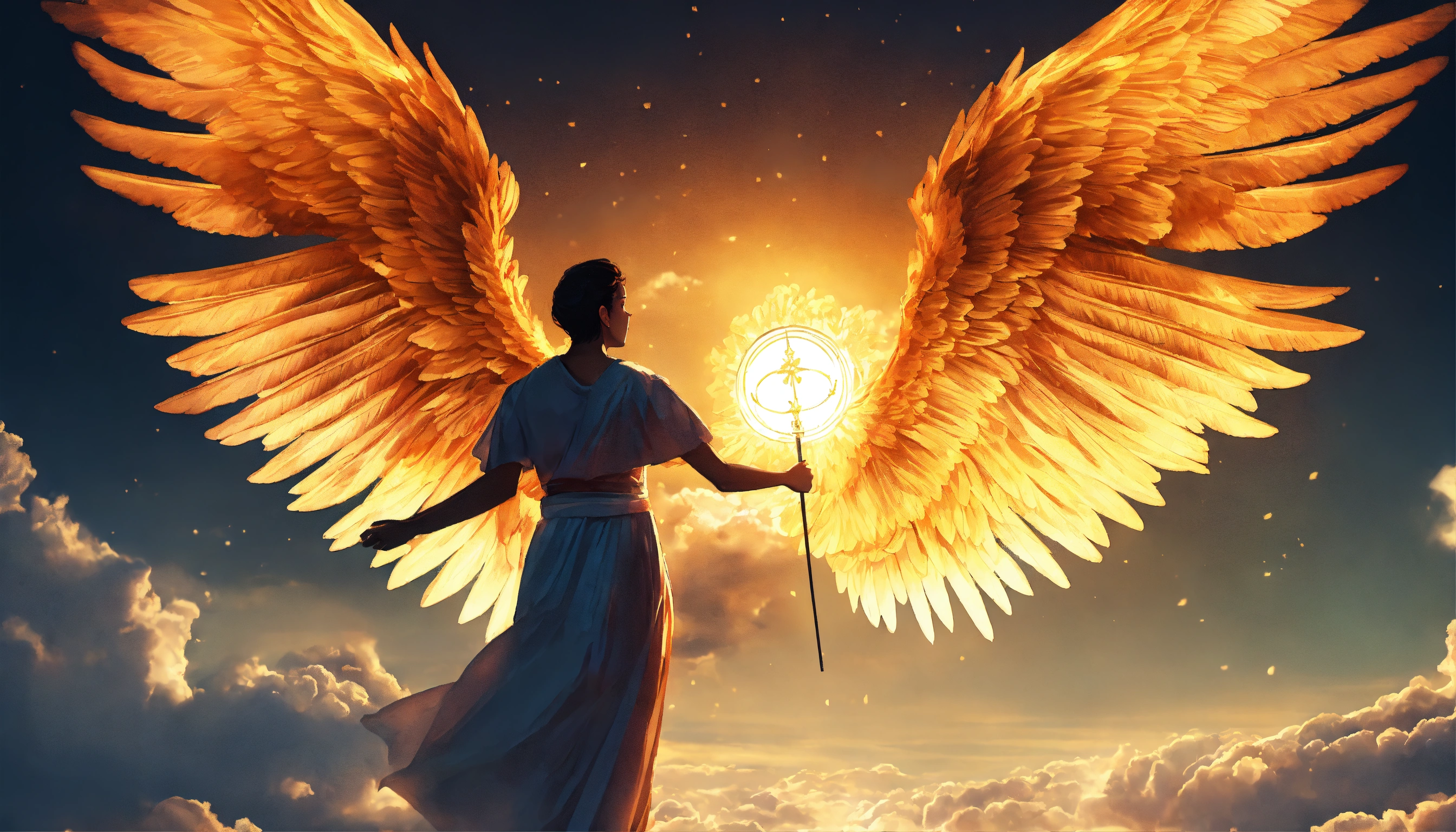 Lexica - Archange dans le ciel sur fond lumineux, ange étend ses ailes ...