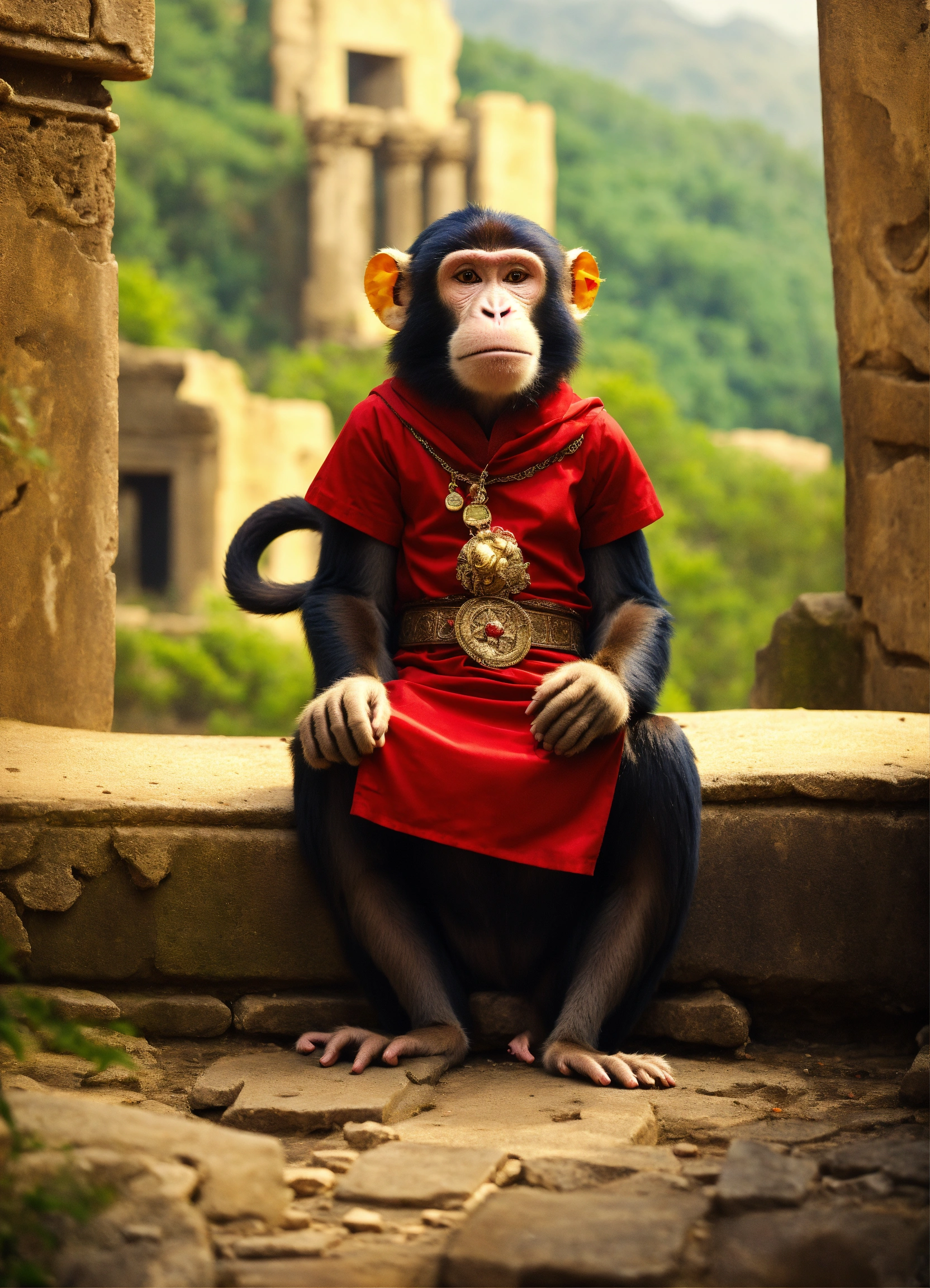 Lexica - Simon the mischievous Monkey in human clothes giving advice at ...