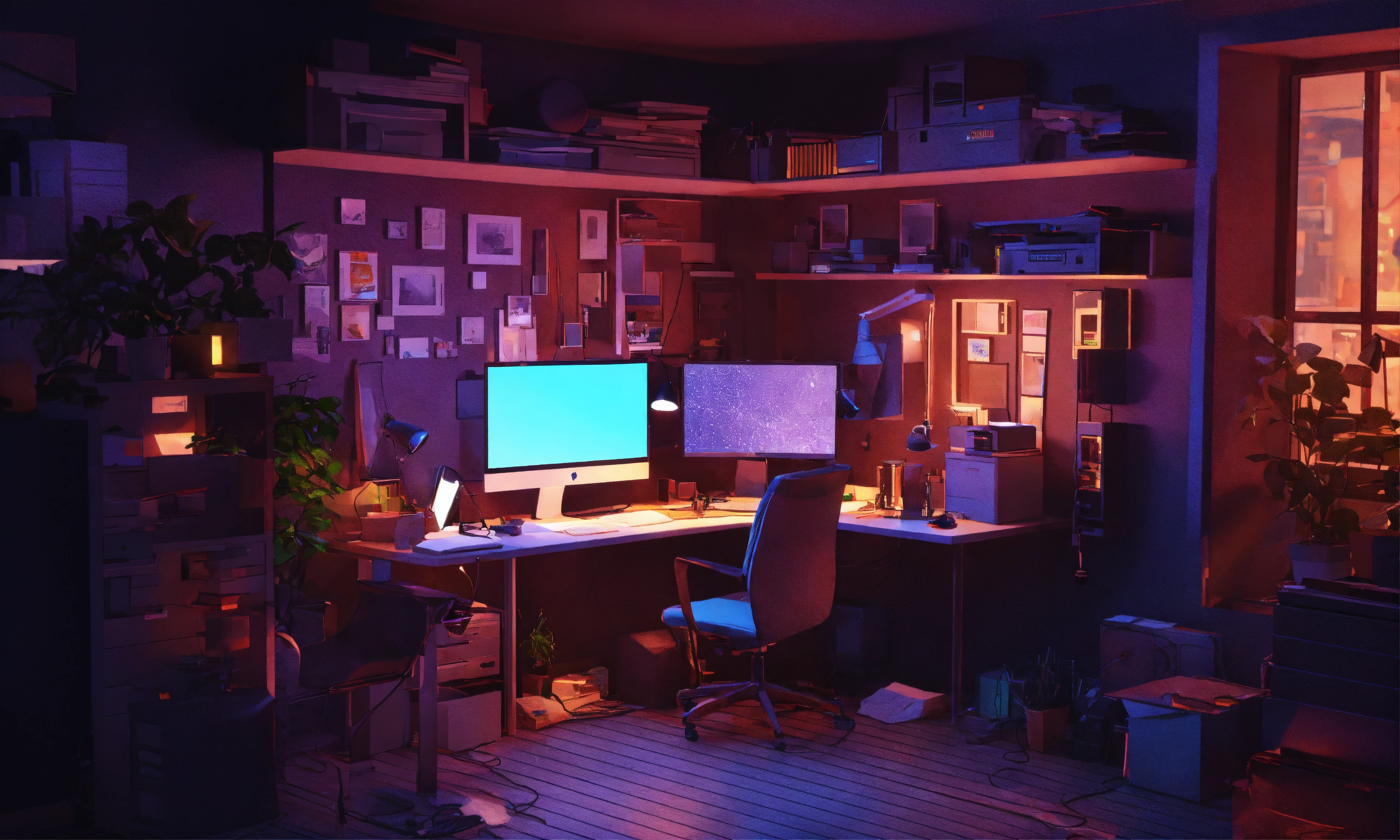 Lexica - Cube cutout of a messy room with a programmer in front of his ...