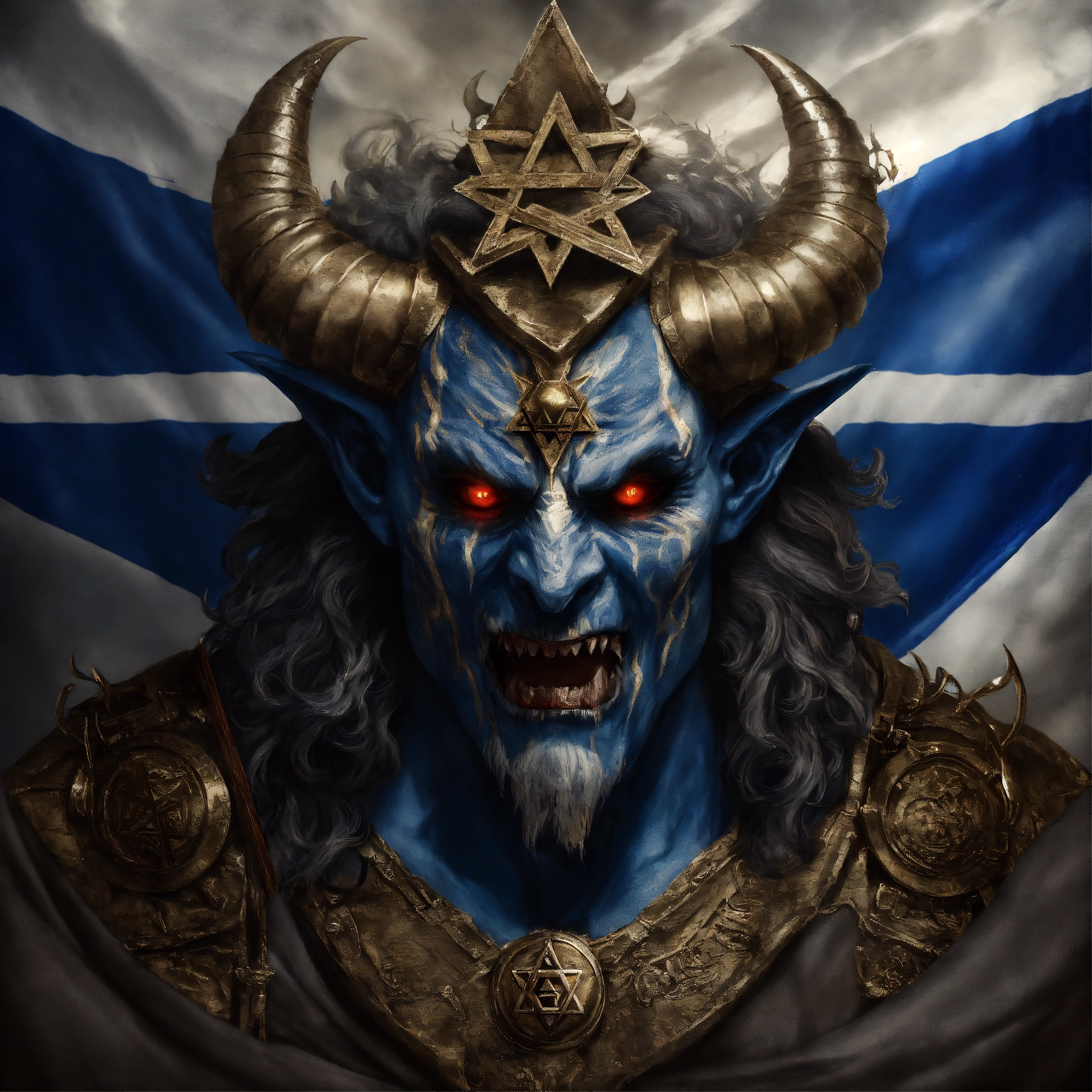 Lexica - Evil demonic Israel demon with an Israeli flag with an ...