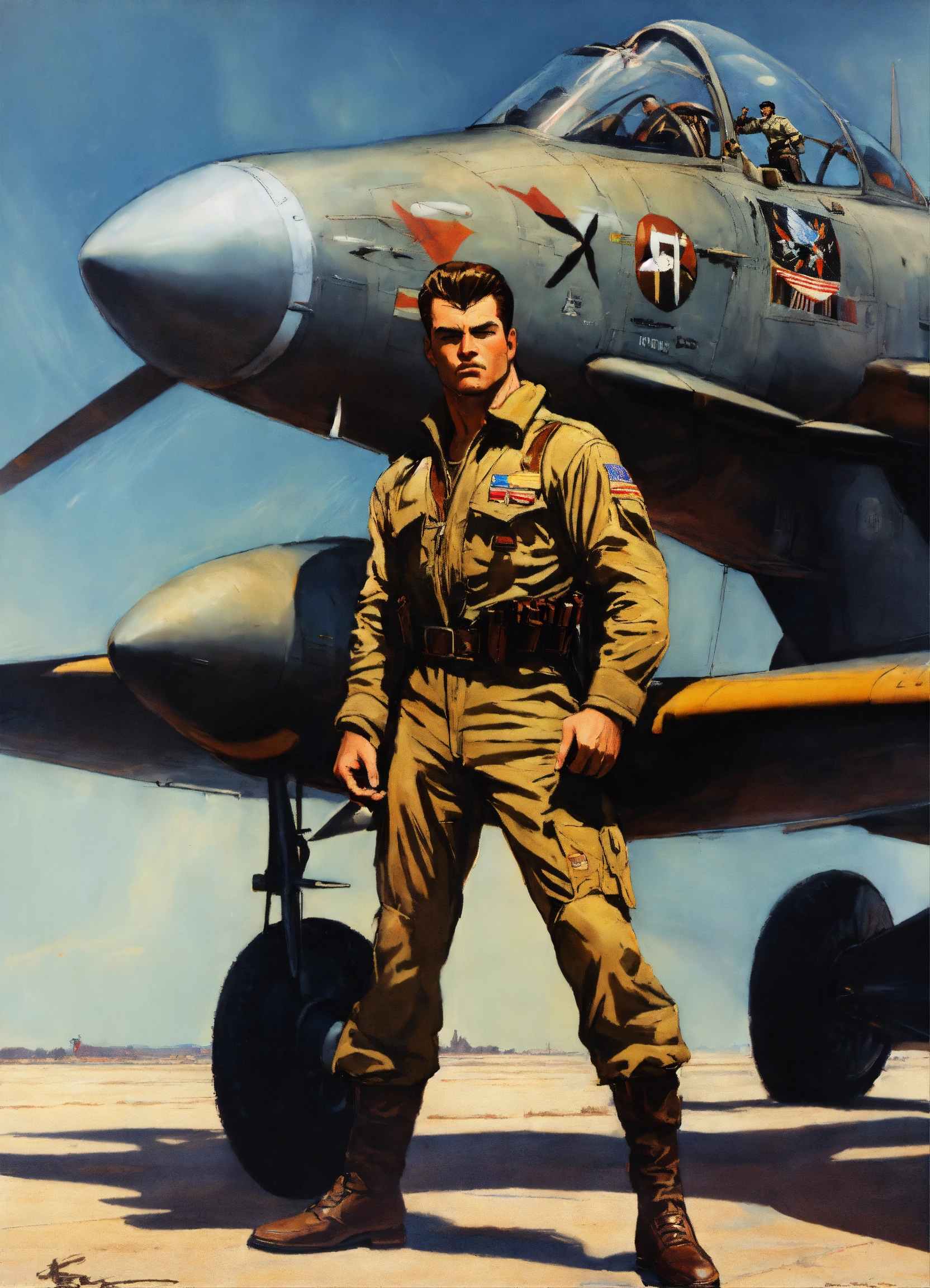 Lexica - Frank frazetta character, Top Gun fighter pilot, musclebound ...