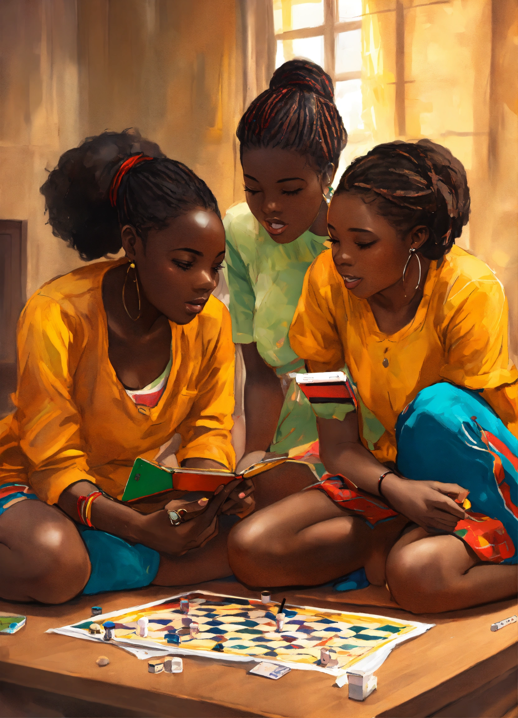 Lexica - Sketching of ghanaian girls playing game of ampe