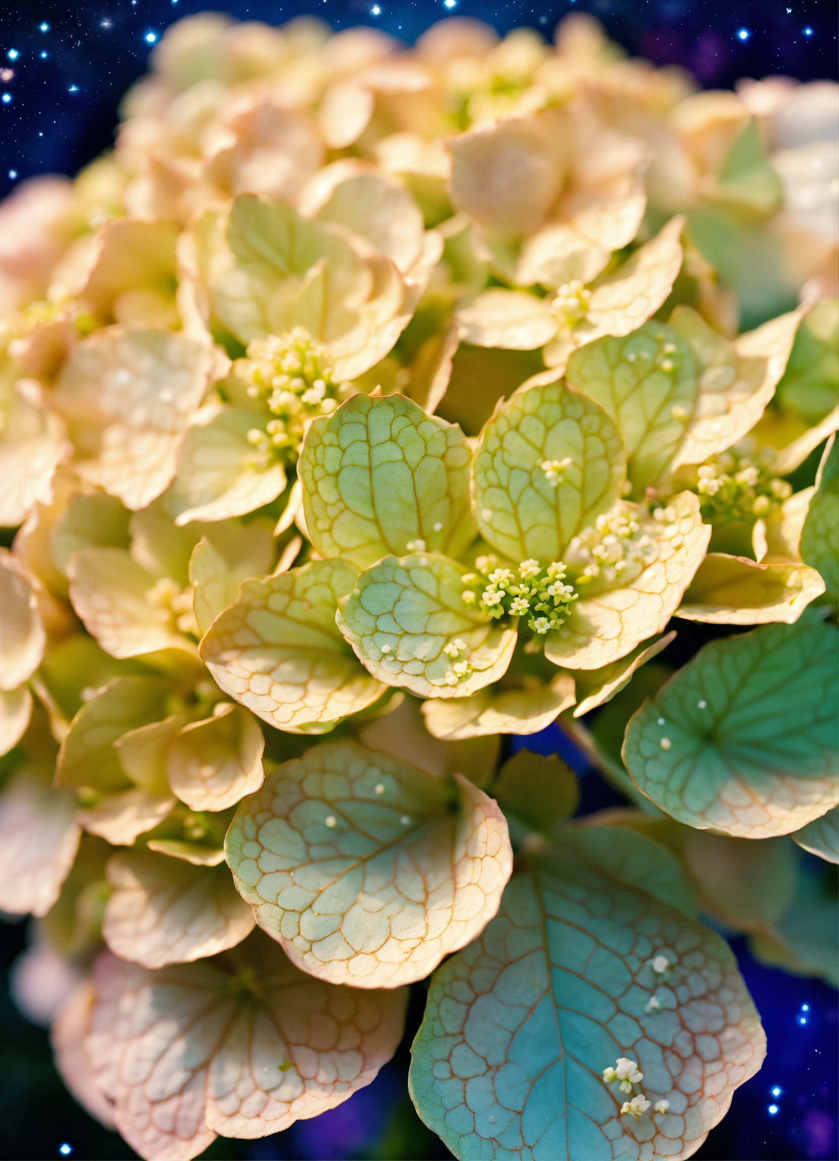 Lexica - Flora, Stylized cream-colored hydrangea close-up, bright ...