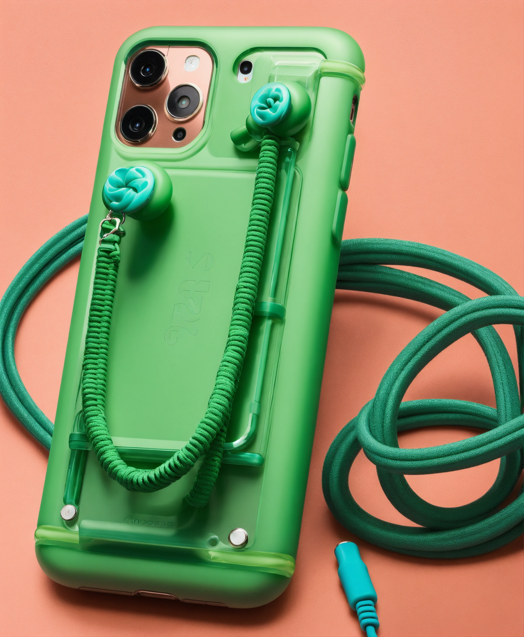 Lexica - Suspended secure green bungee cords in knot wrapped around ...