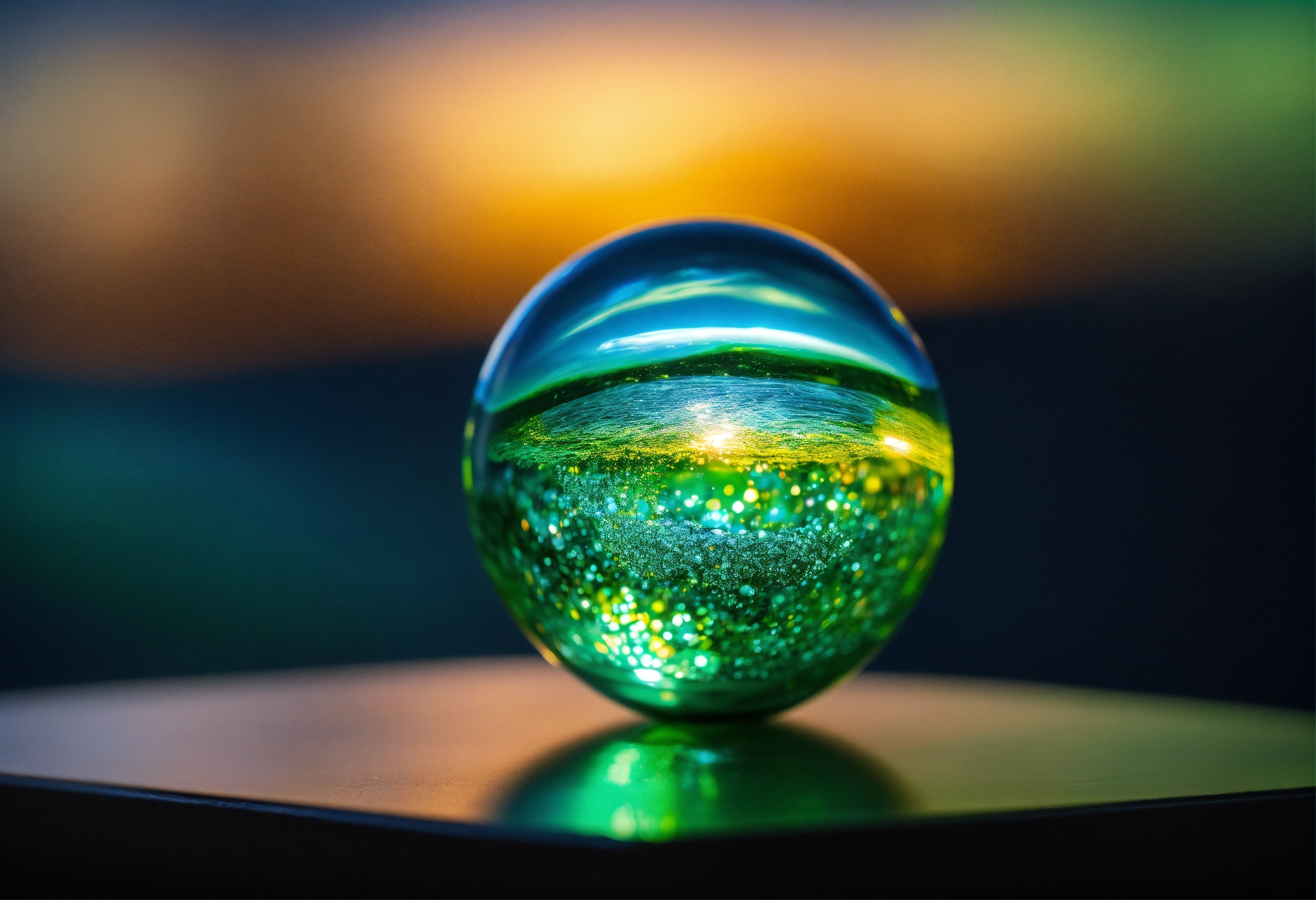 Lexica - A macro shot of an abstract crystal ball with light ...