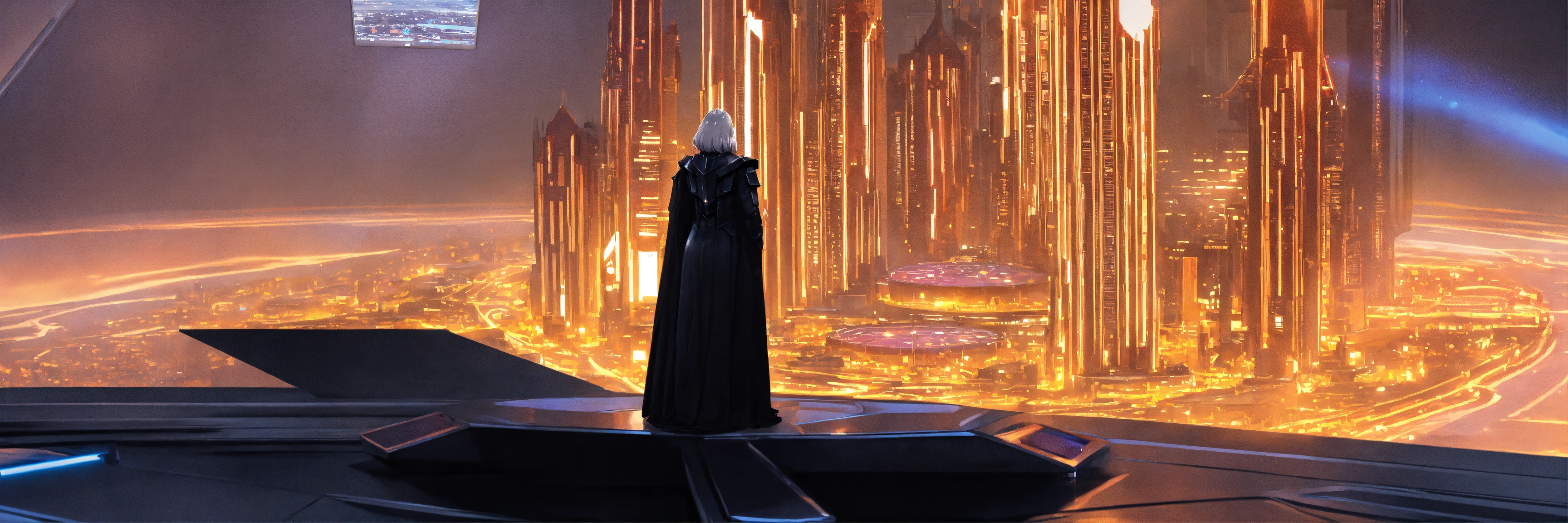 Lexica - A giant sith woman examining a holographic projection of a ...