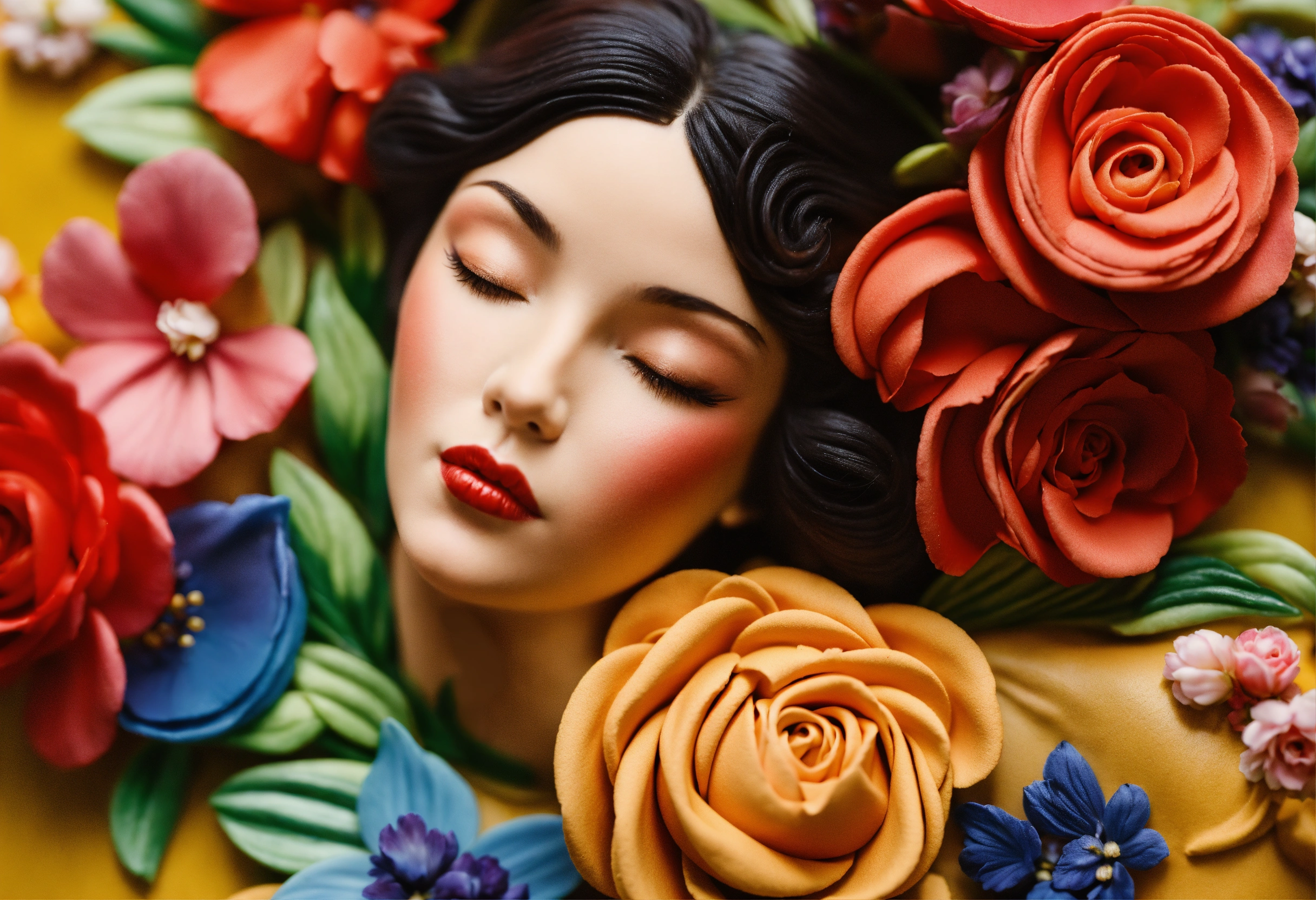 Lexica - Hand-made modeling clay, stylized brunette portrait, glamour ...