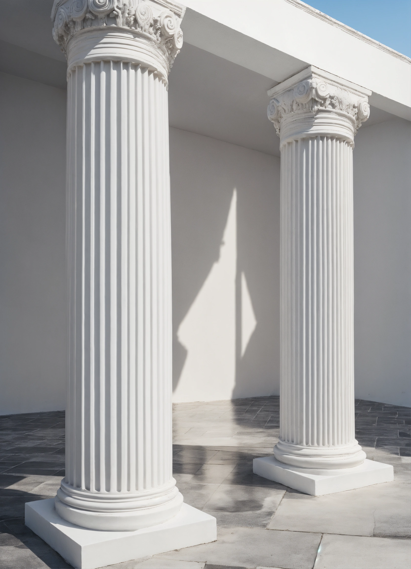 Lexica - 2 white Greek pillars on a white background. Front view.