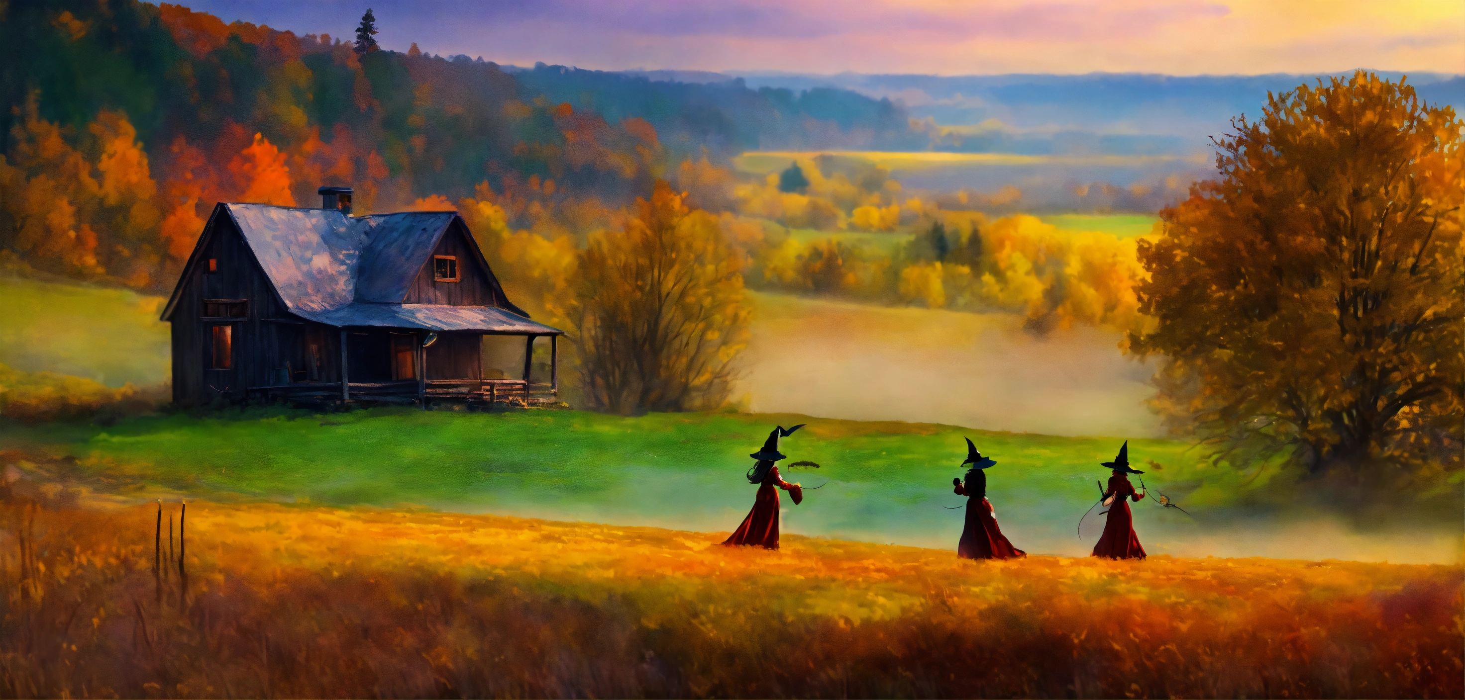 Lexica - Impressionist, cabin with a typical Wisconsin countryside ...
