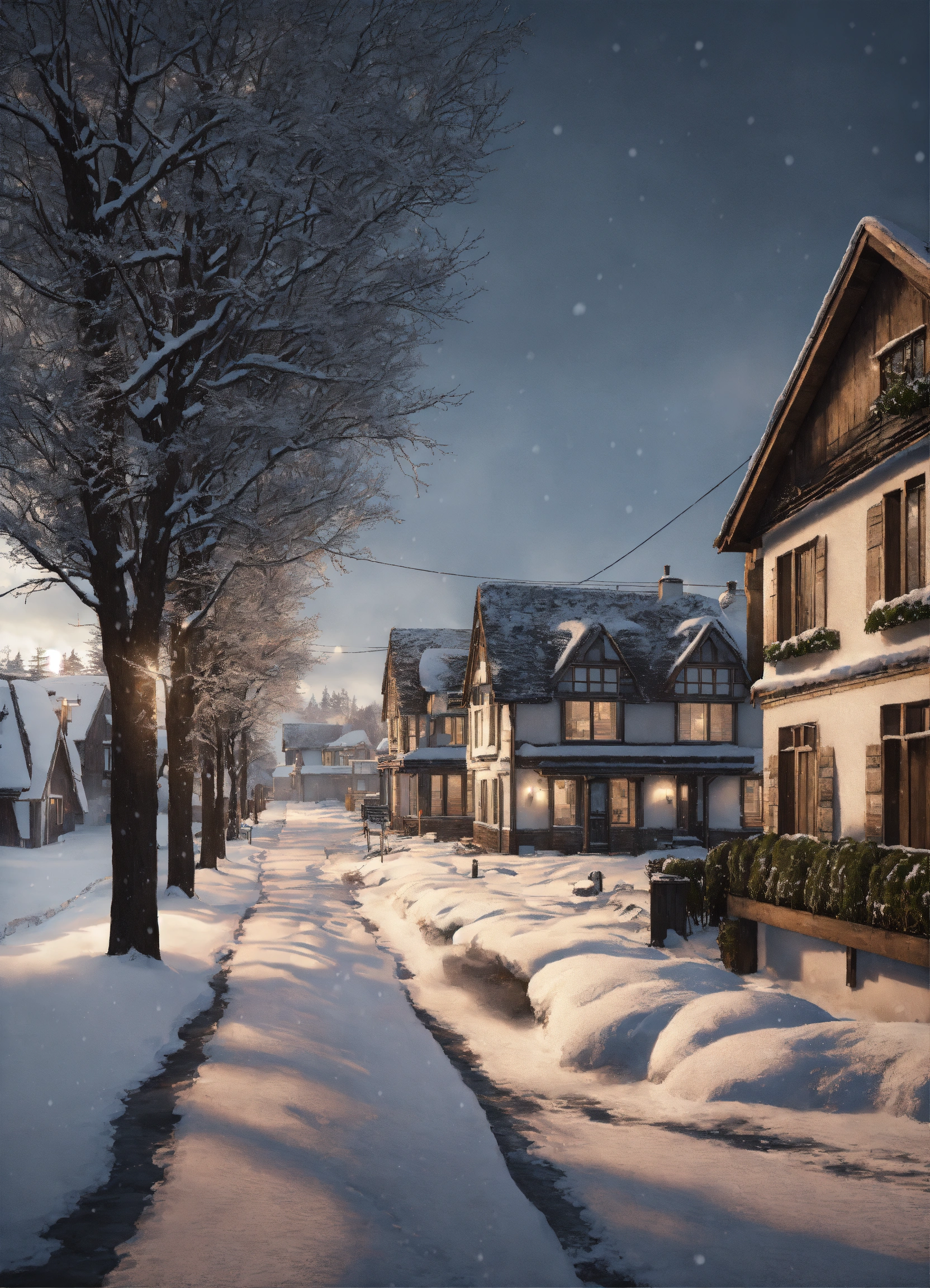 Lexica - Ultra realistic winter landscape, snow, 8k, cottages, day city ...