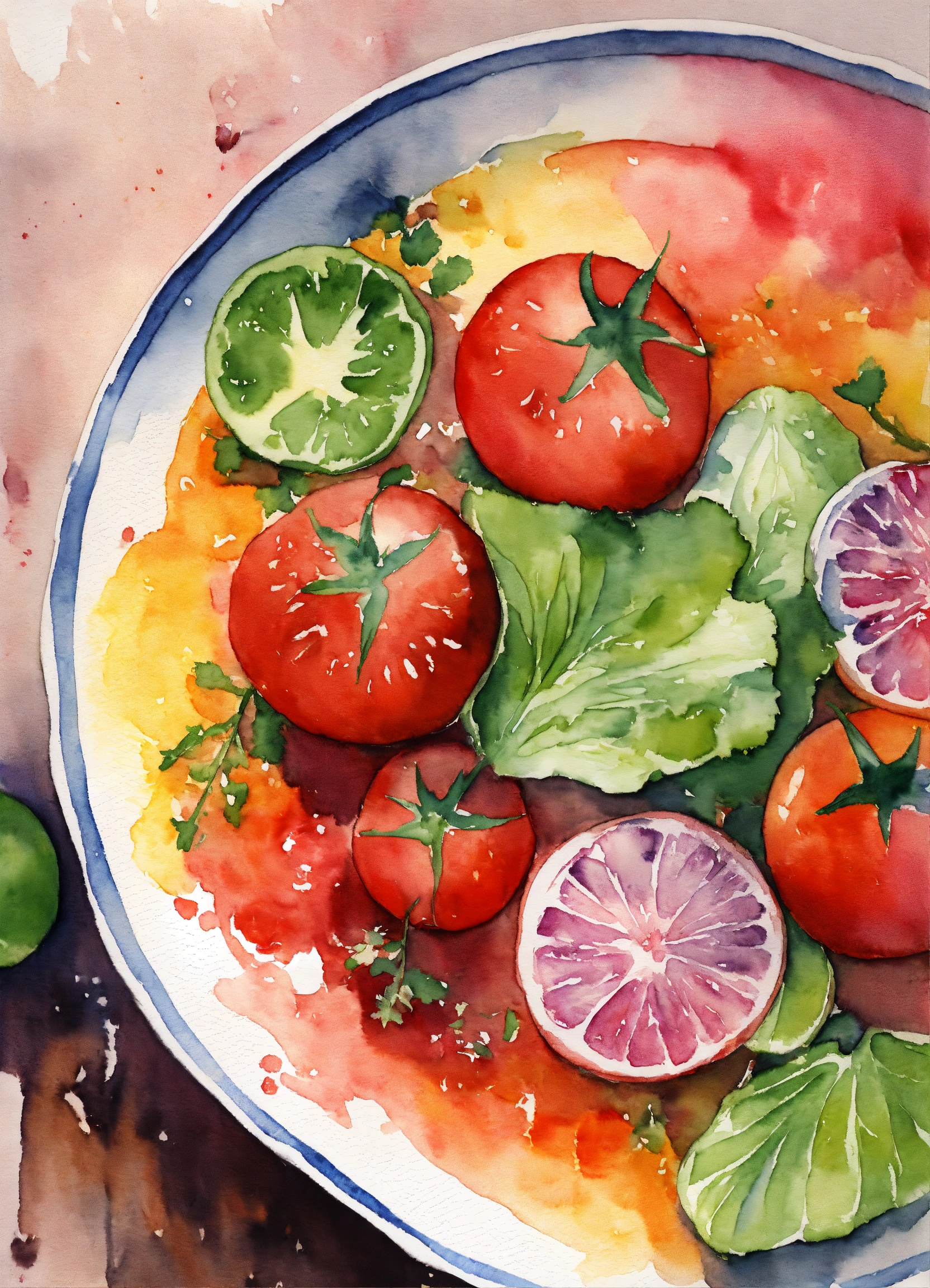 Lexica - Cookbook cover, watercolour food paints