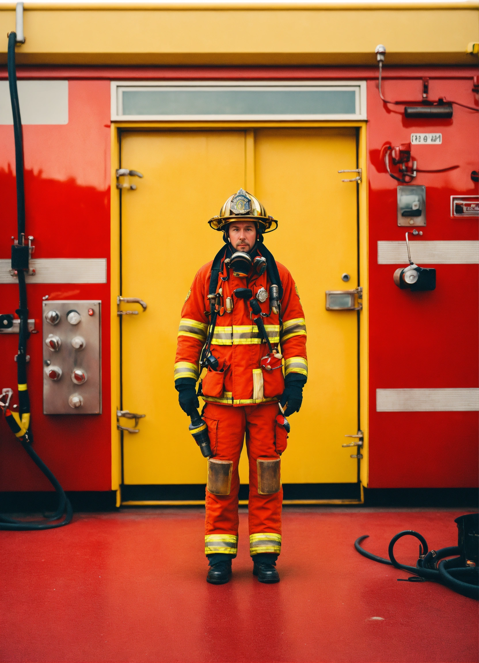 Lexica - Firefighter in the style of a wes anderson movie, surreal, photo