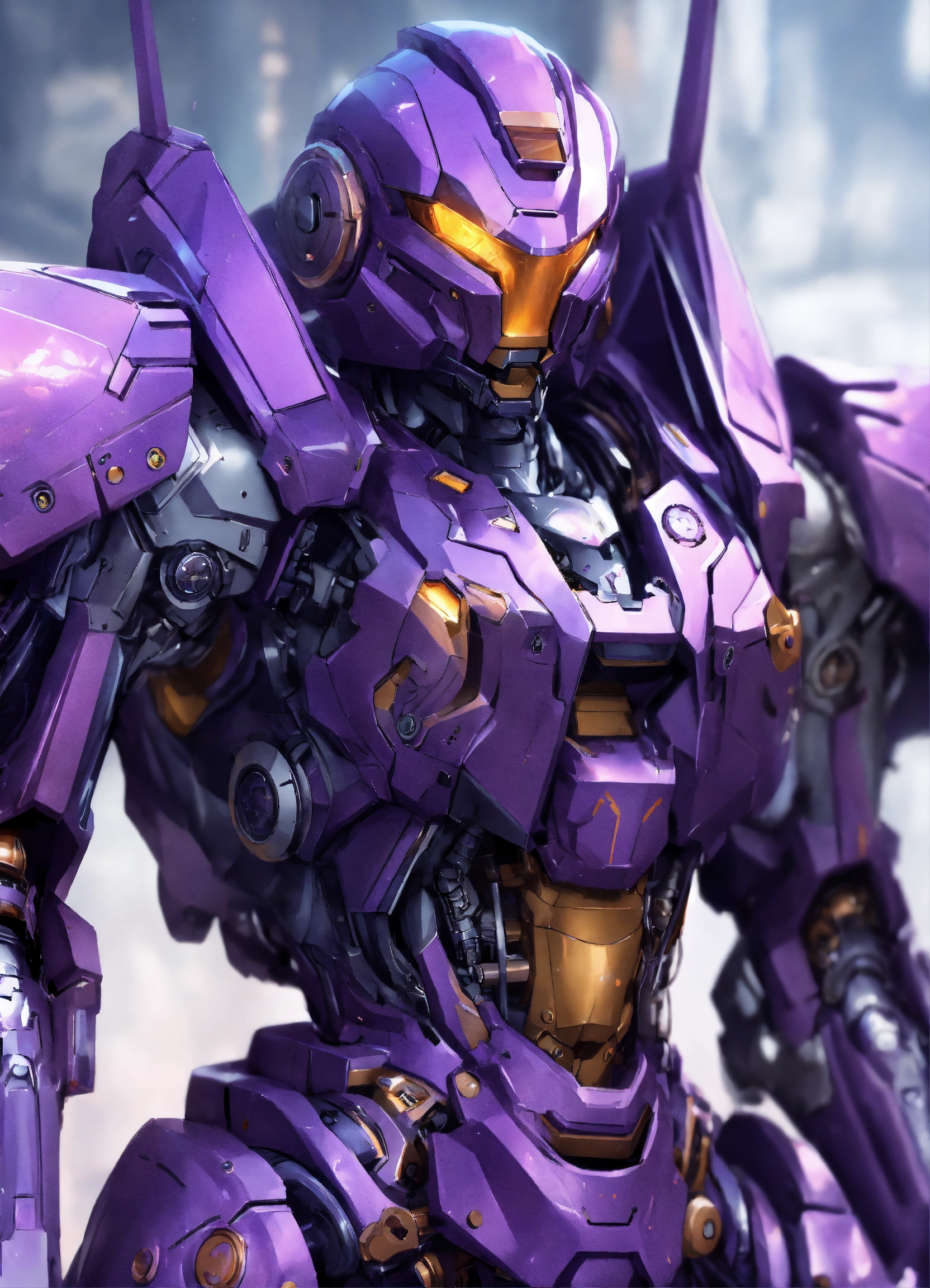 Lexica - Anime art of a royal purple mechanical gear-driven mecha, 8k ...