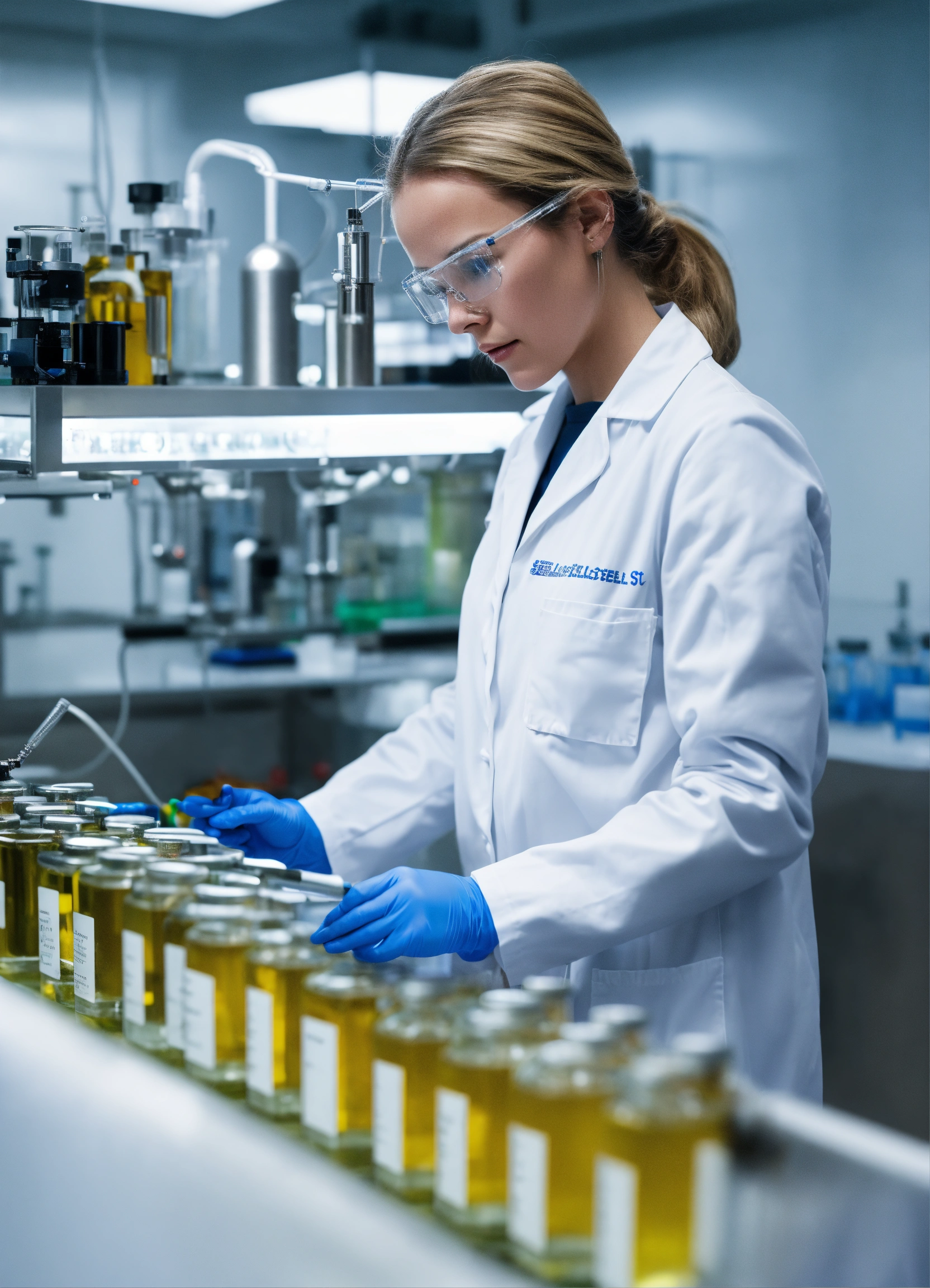 Lexica - Female scientist in a white labcoat working on a steel tank ...