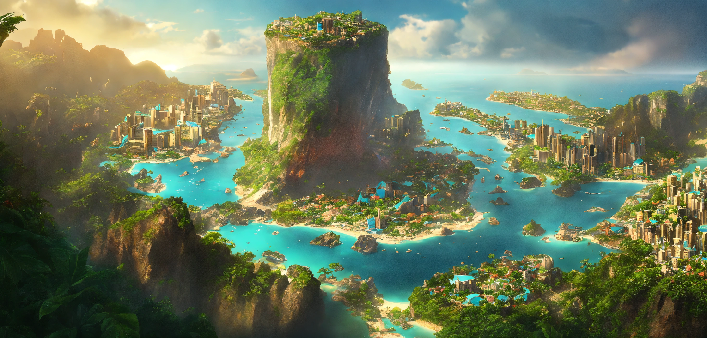 Lexica - Many small tropical islands growing on top of massive rocks ...