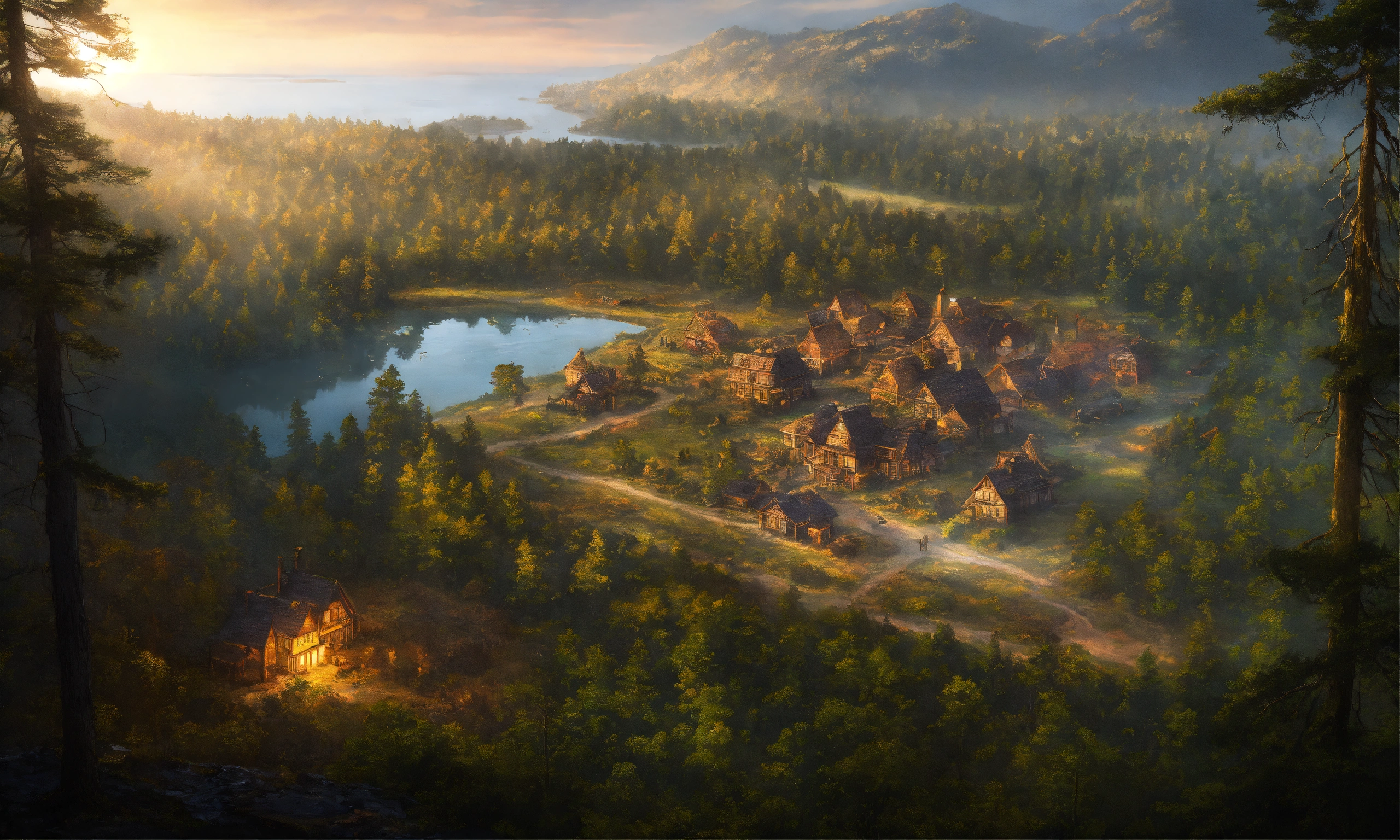 Lexica - City Map of Colonial frontier settlement surrounded by pine ...