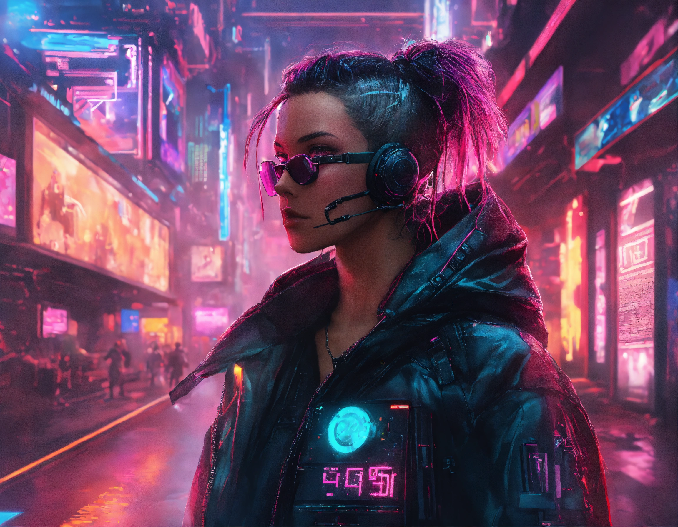 Lexica - Create an image of a cyberpunk nft gallery with mixed media.