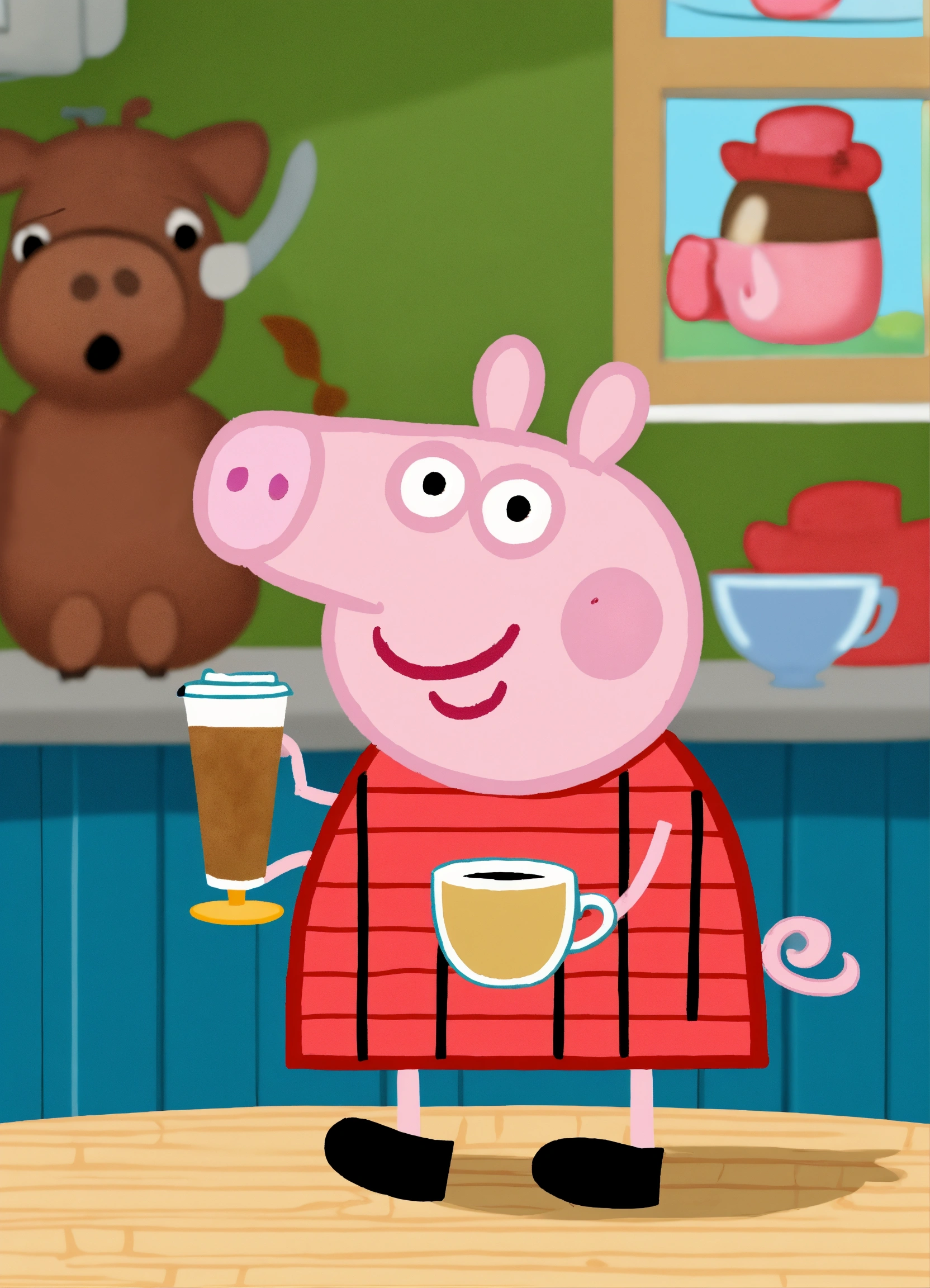 Lexica - Peppa pig drinks coffee