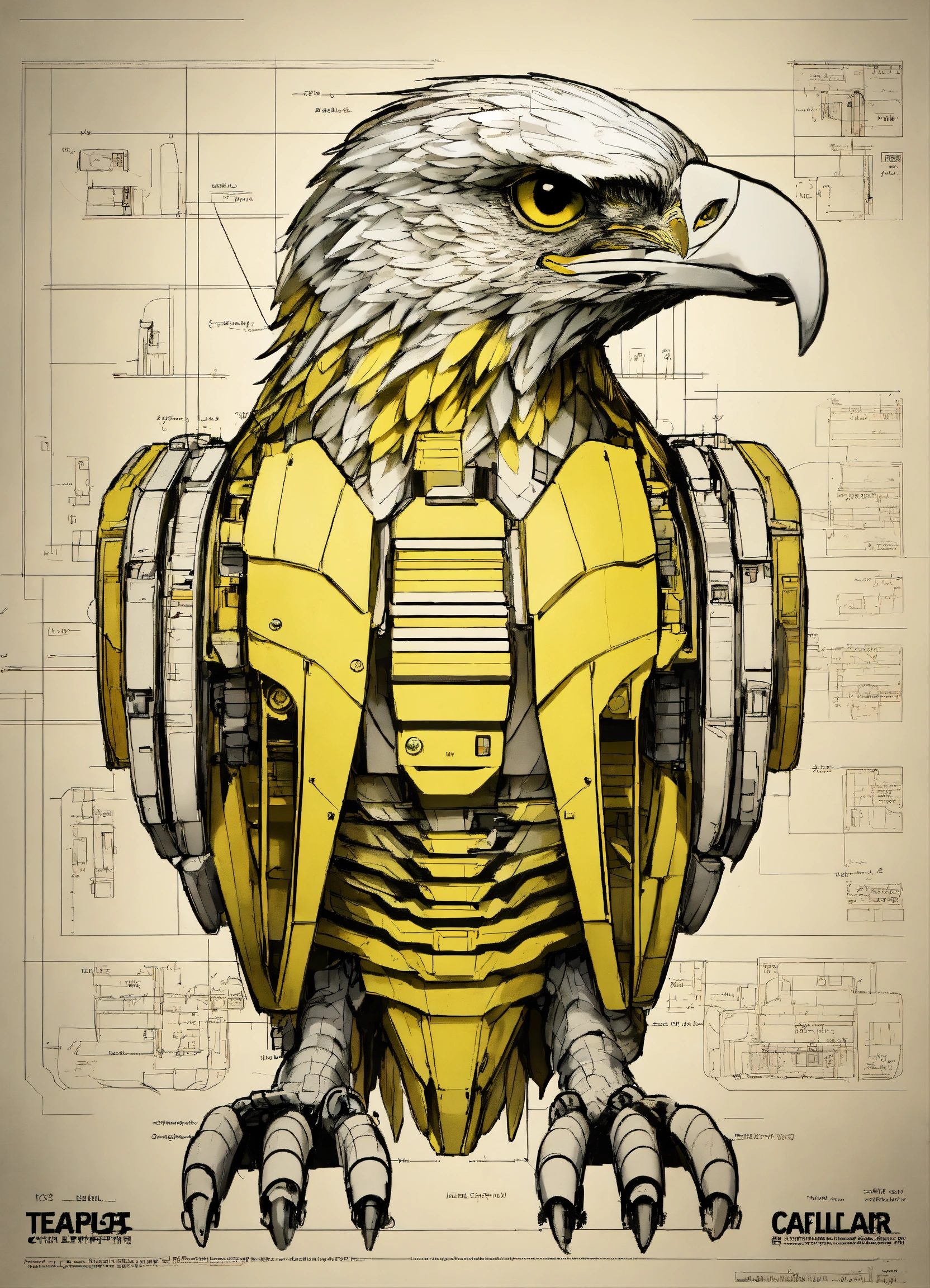 Lexica - Of a cybernetic eagle, technical drawings viewed from the ...