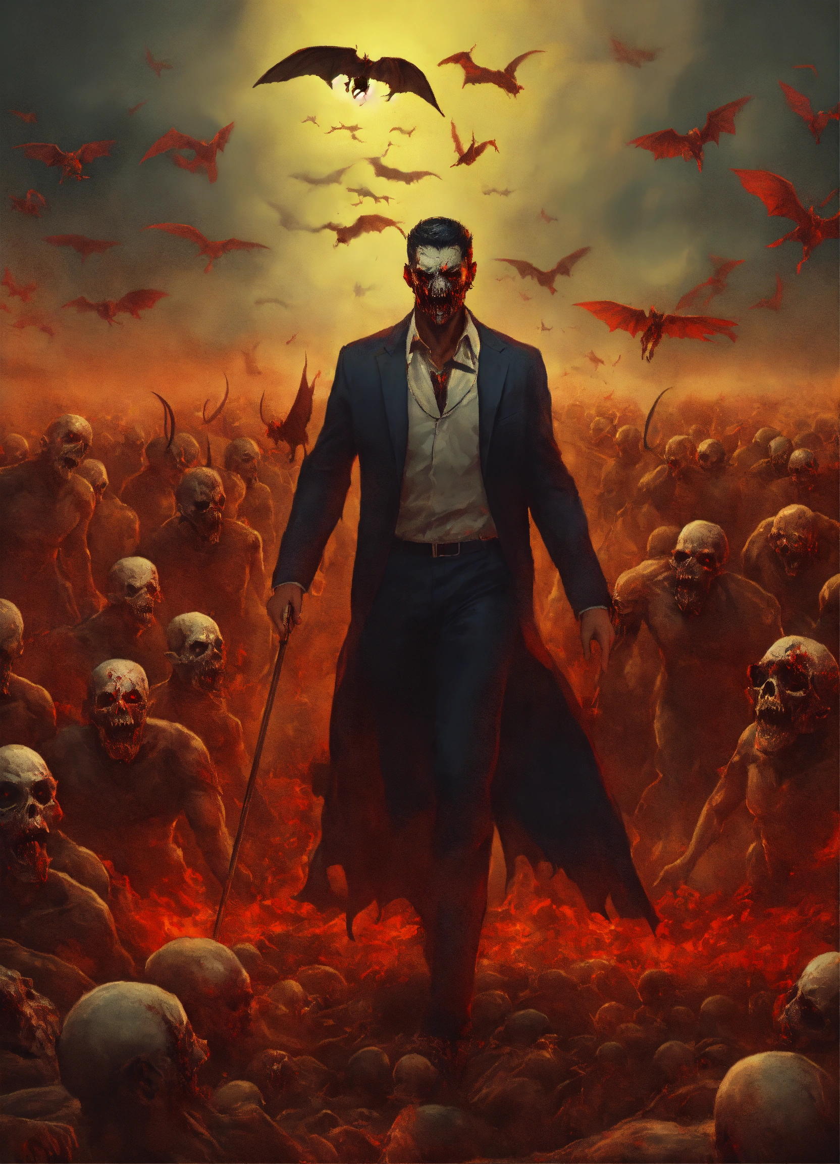 Lexica - Lucifer leading and army of blind humans, zombie like state, scary