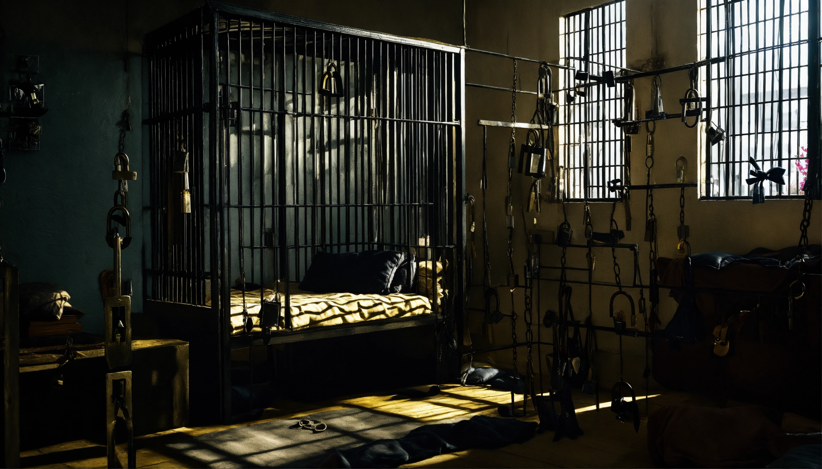 Lexica - Dark goth bedroom, bows, pillows, plush, over the top, prison ...