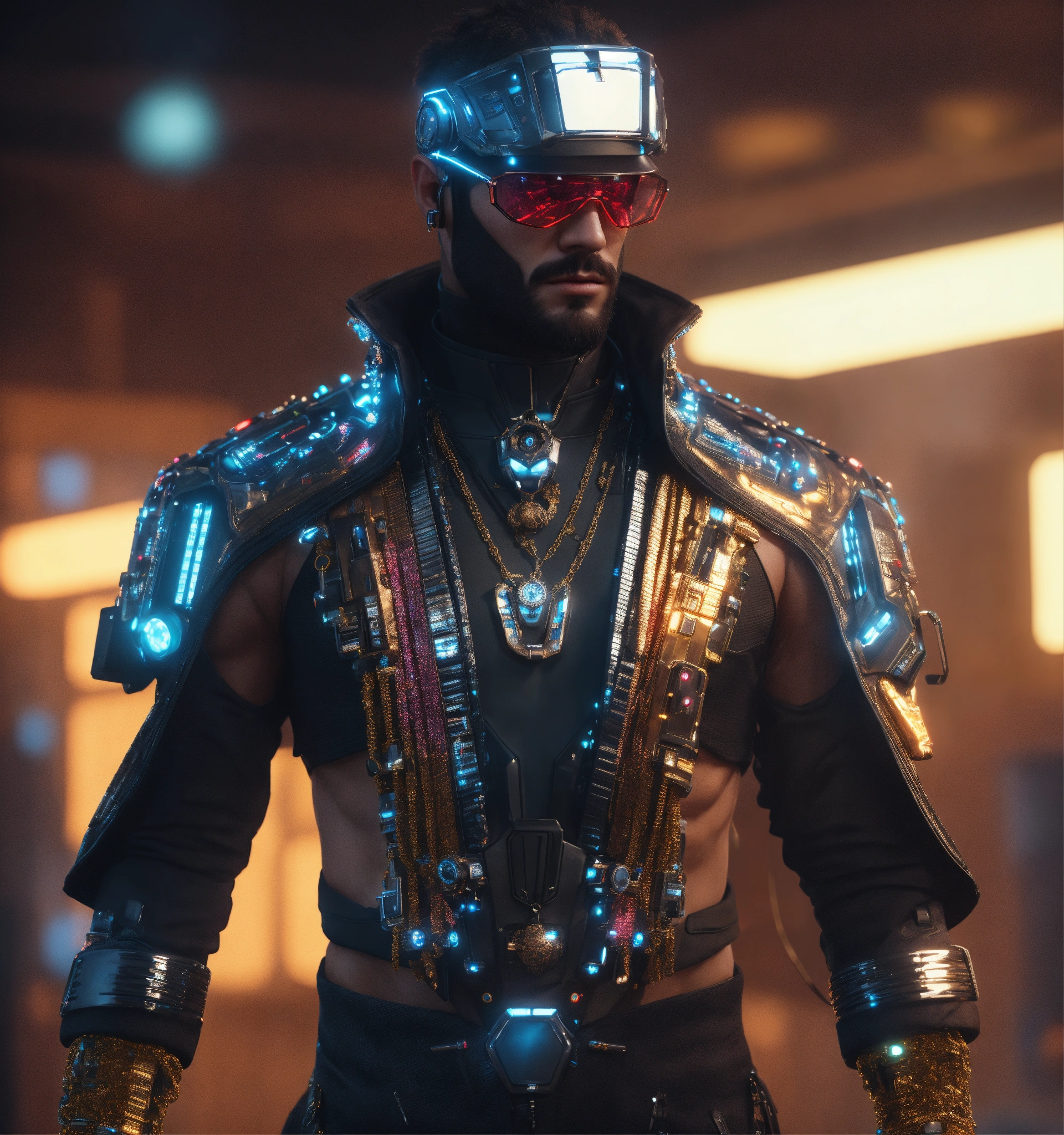 Lexica - Zoom out from an macho male humanoid half android cool ...