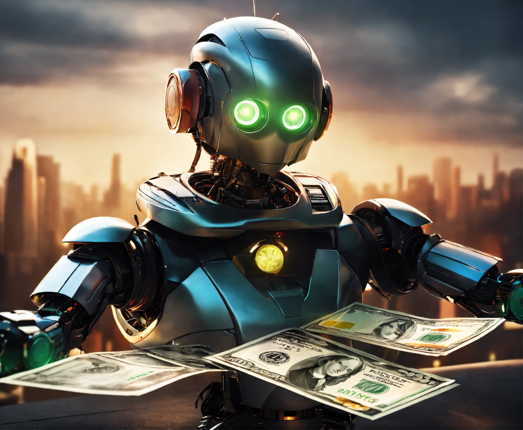 Lexica - A futuristic robot with money
