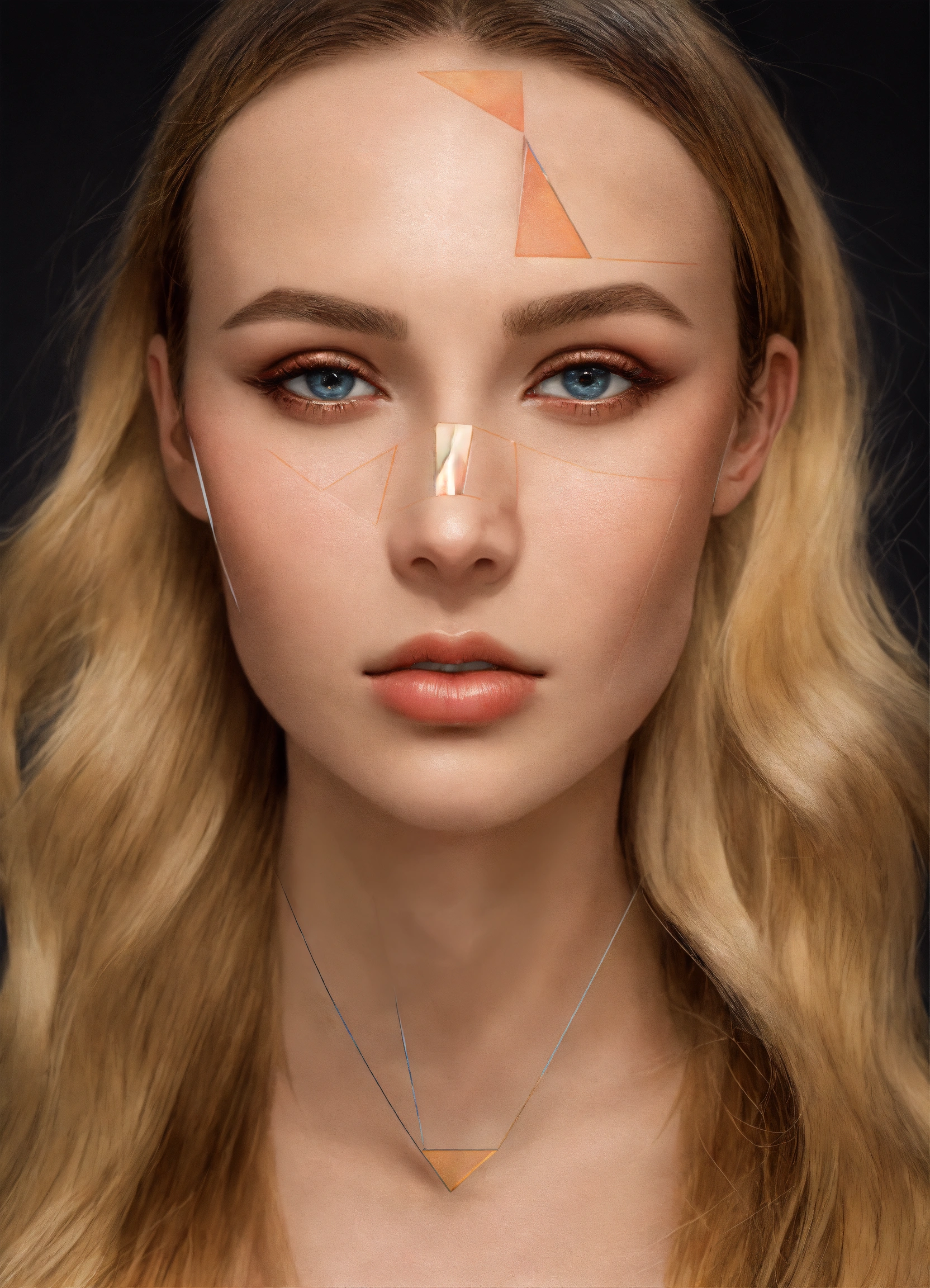 Lexica - Down point triangle shaped mirror with lips makeup of a ...