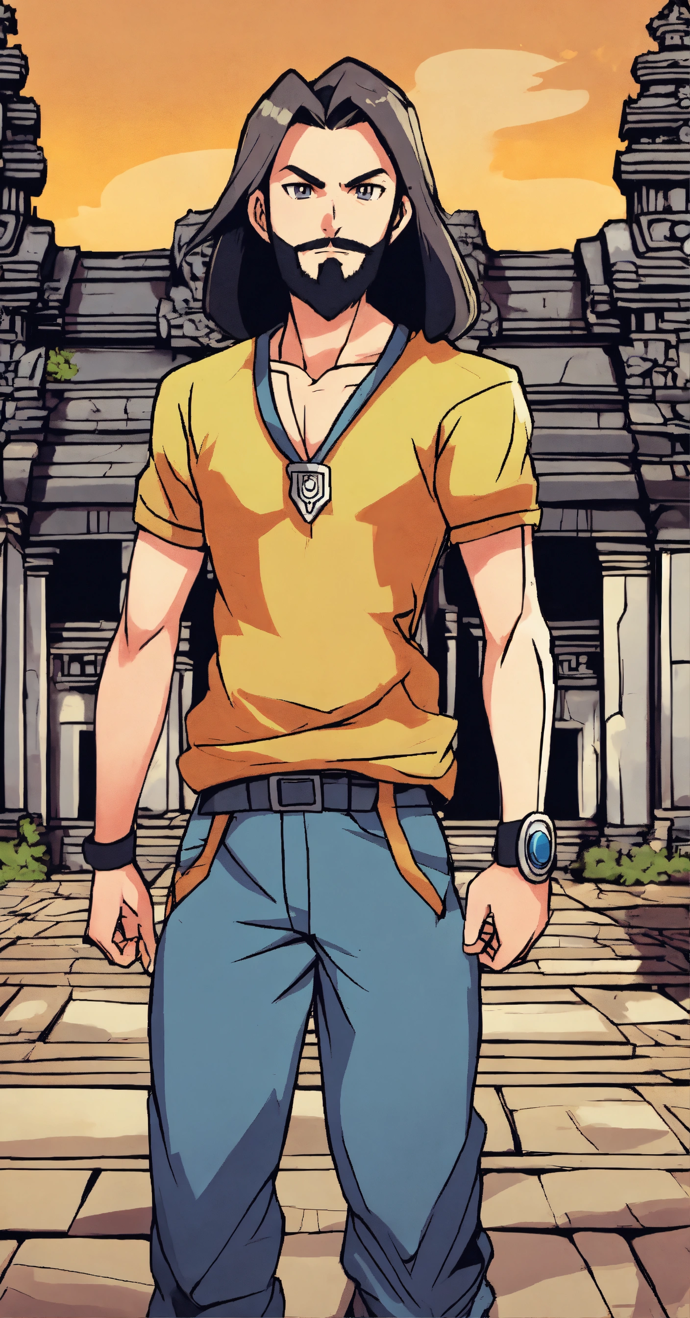 Lexica - A Pokemon trainer guy 30 years old with long hair and short ...