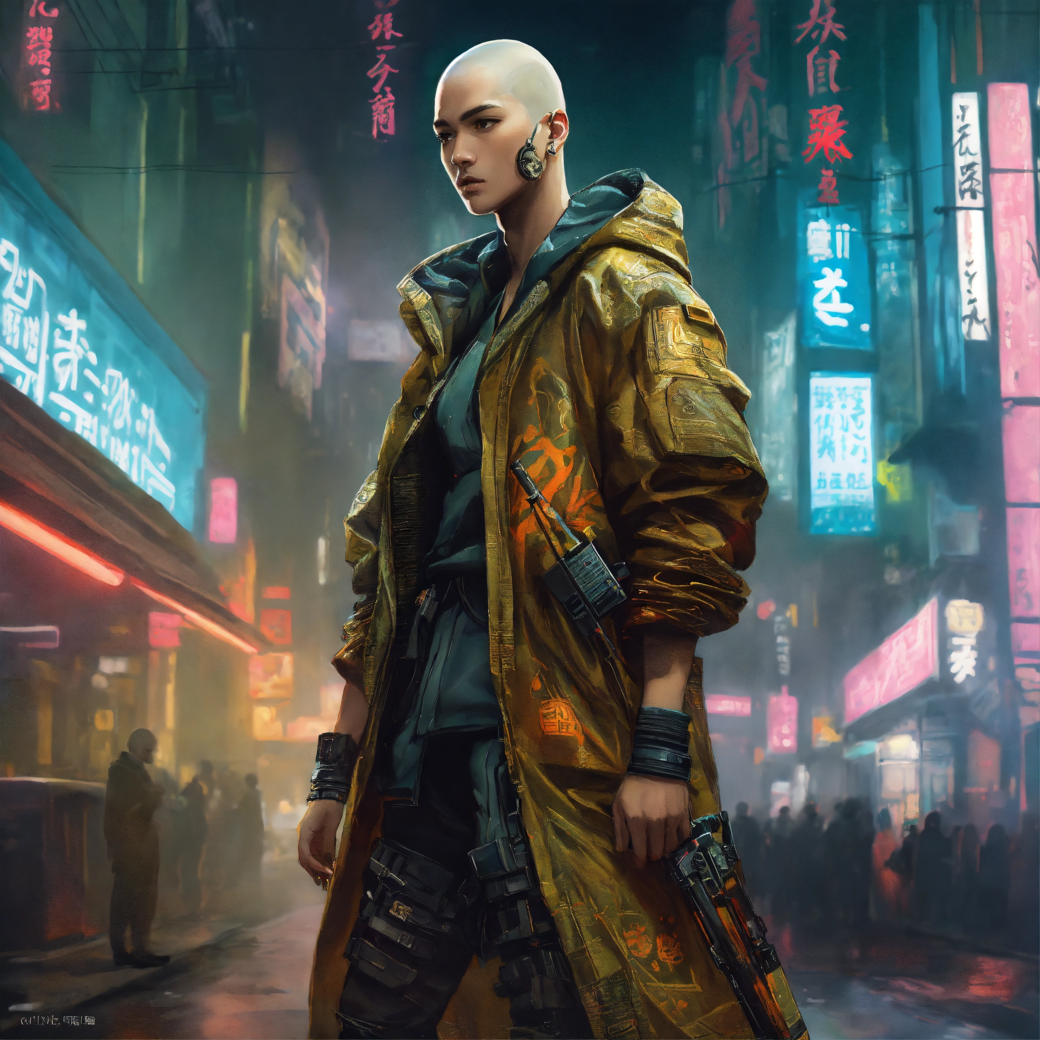 Lexica - A beautiful ukiyo painting of full body cyberpunk blade runner ...