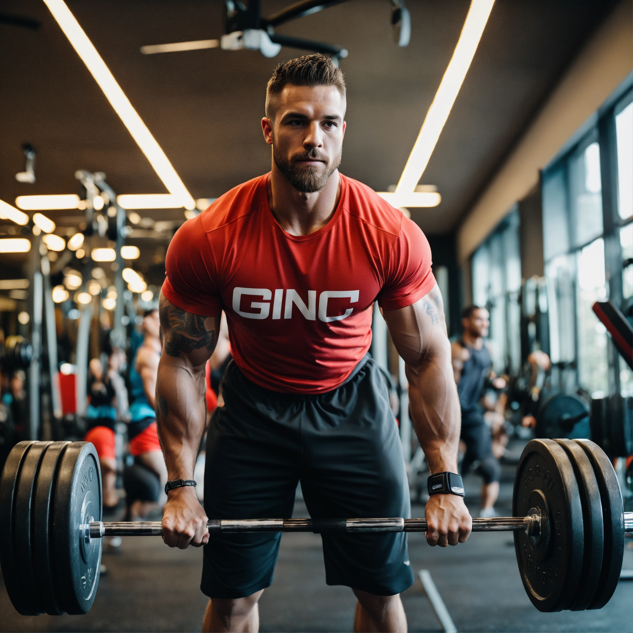 Lexica - A photo of a man working out in a gym. The man is wearing a ...
