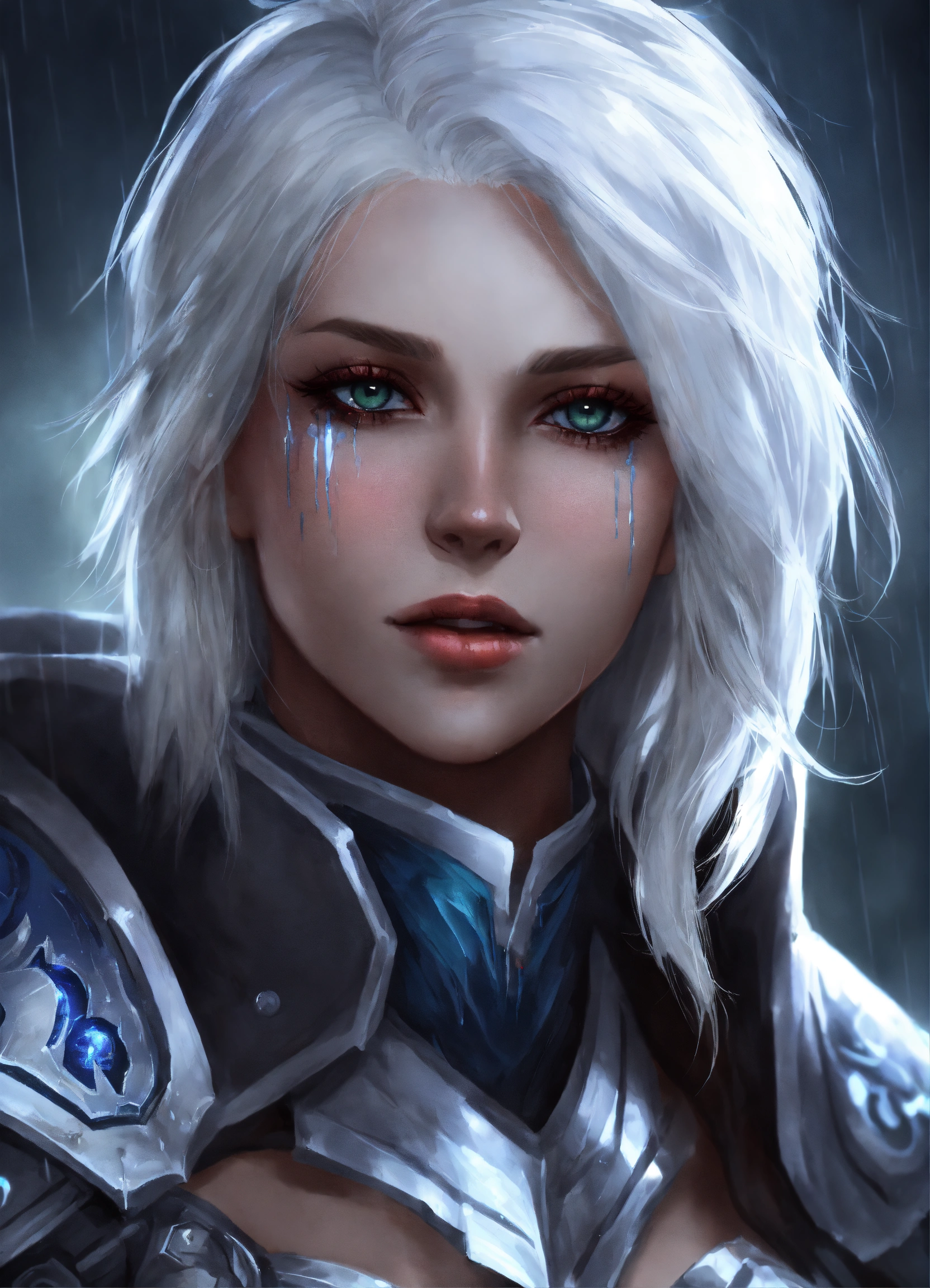 Lexica - Human female undead death knight, shining armor, melancholic ...